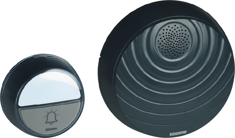 Comfort radio kit, wireless chime and doorbell, round, dark grey, 100m ...