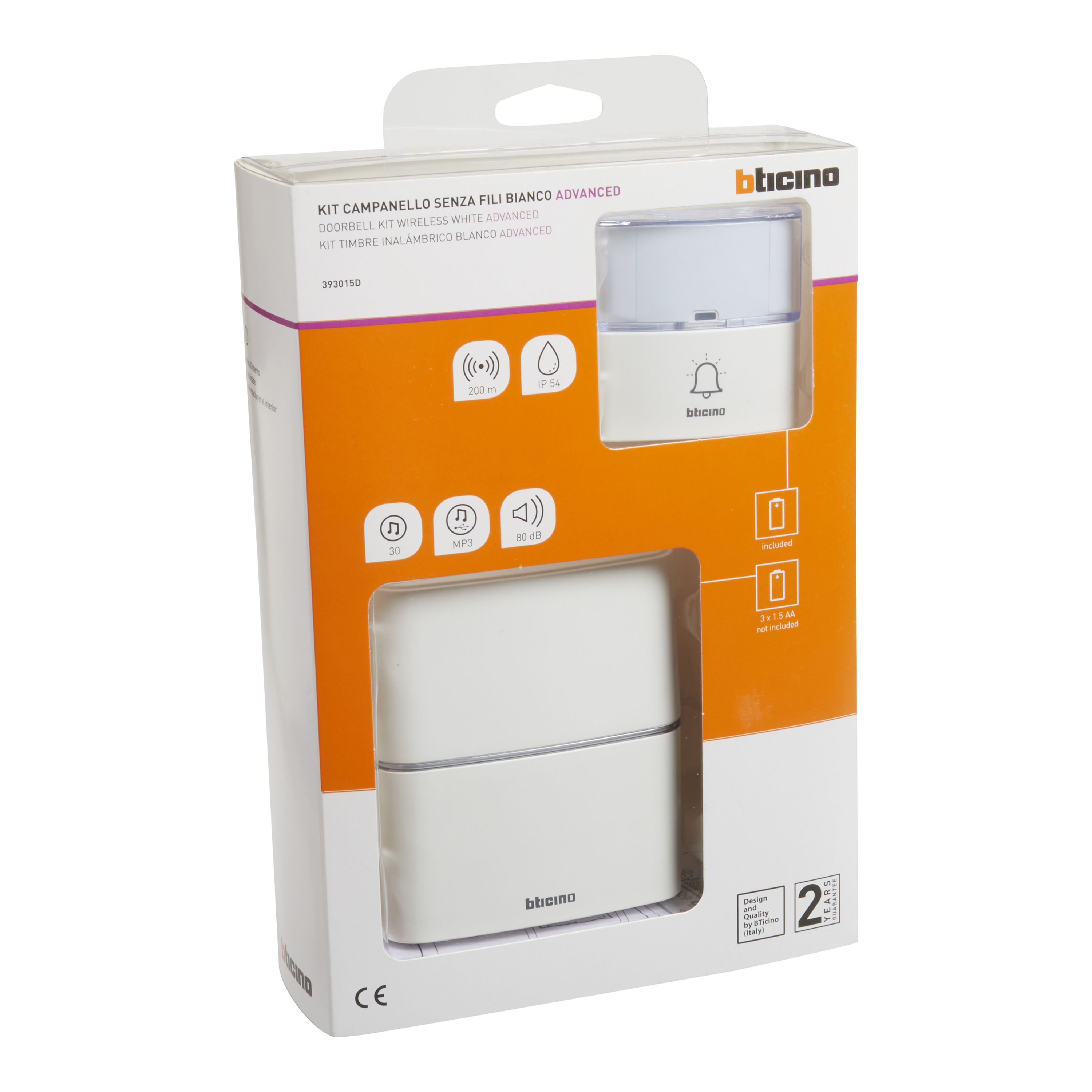 Advanced radio kit, wireless chime and doorbell, white, 200m radio ...