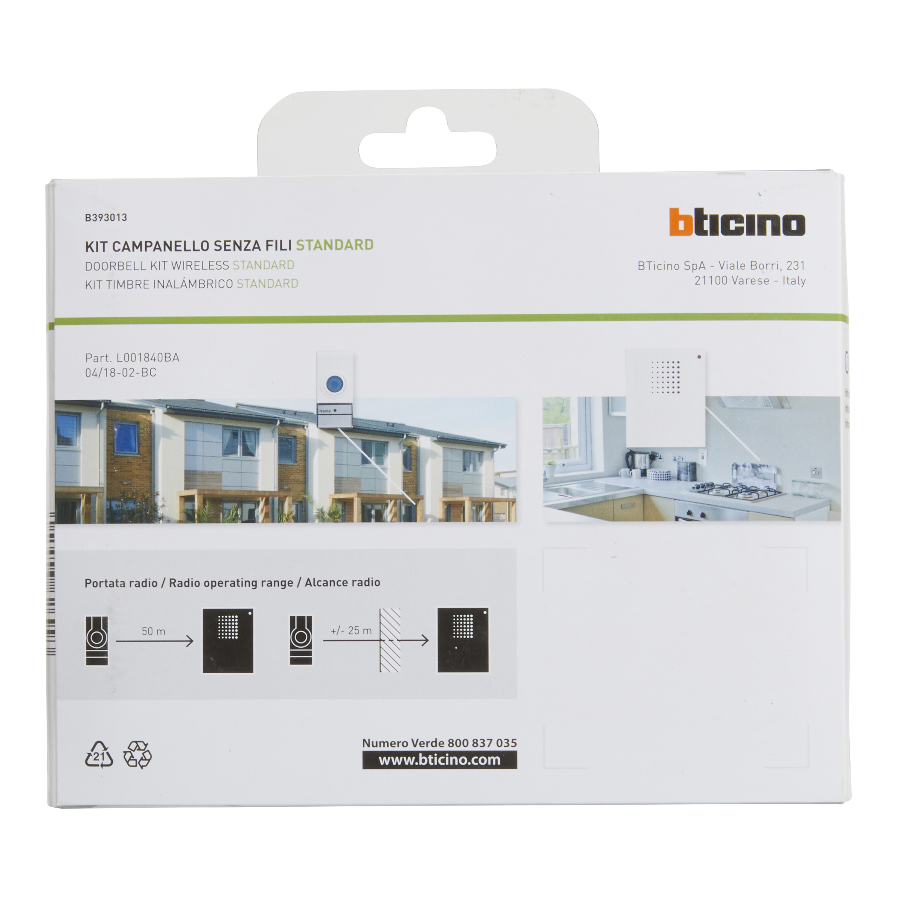 Standard radio kit, wireless chime and doorbell, white, radio operating ...