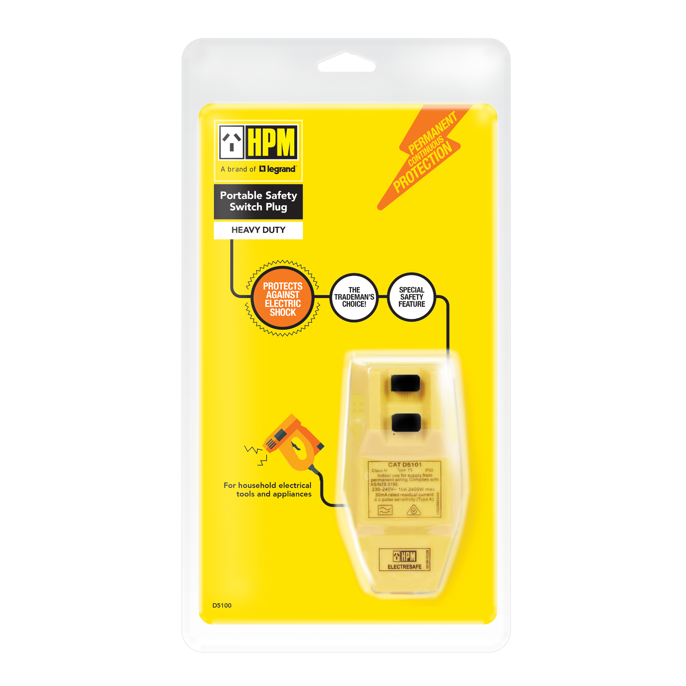 HPM Heavy Duty Portable Safety Switch Plug Yellow | D5100 ...