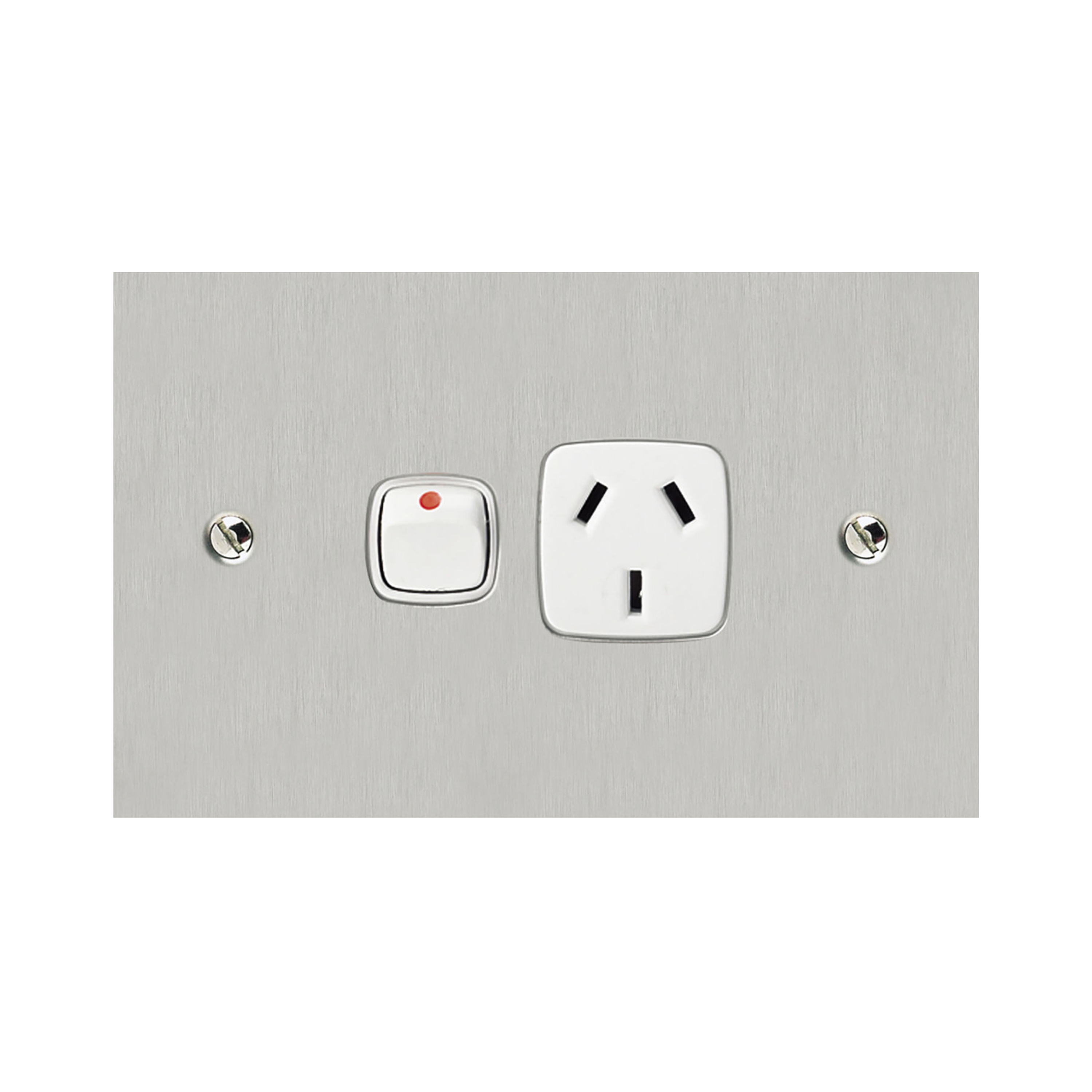 HPM Architectural Metal 10A Stainless Steel Single Power Point White ...