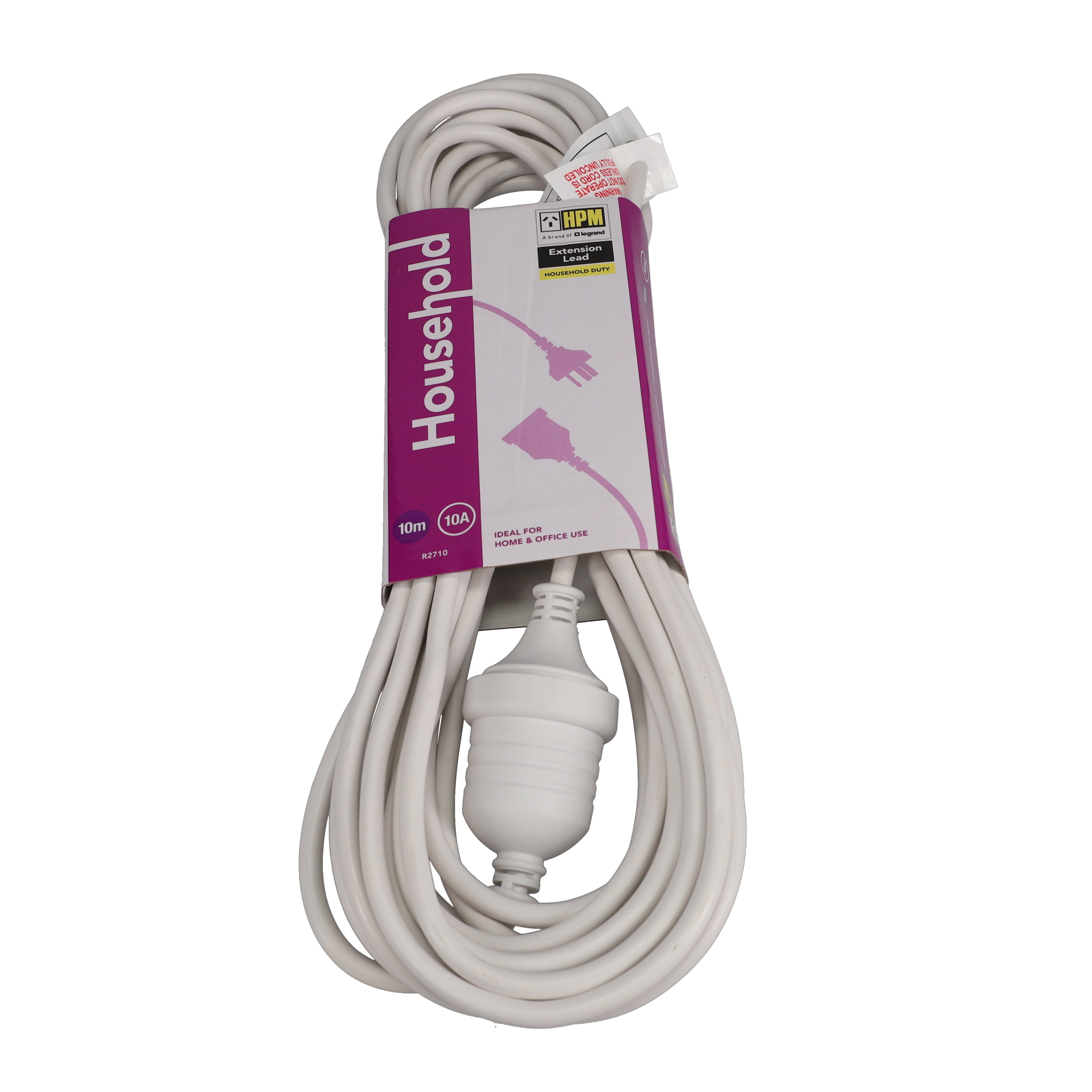 HPM Household 10A 3 Core 1.0mm² Extension Lead 10m White | R2710 ...