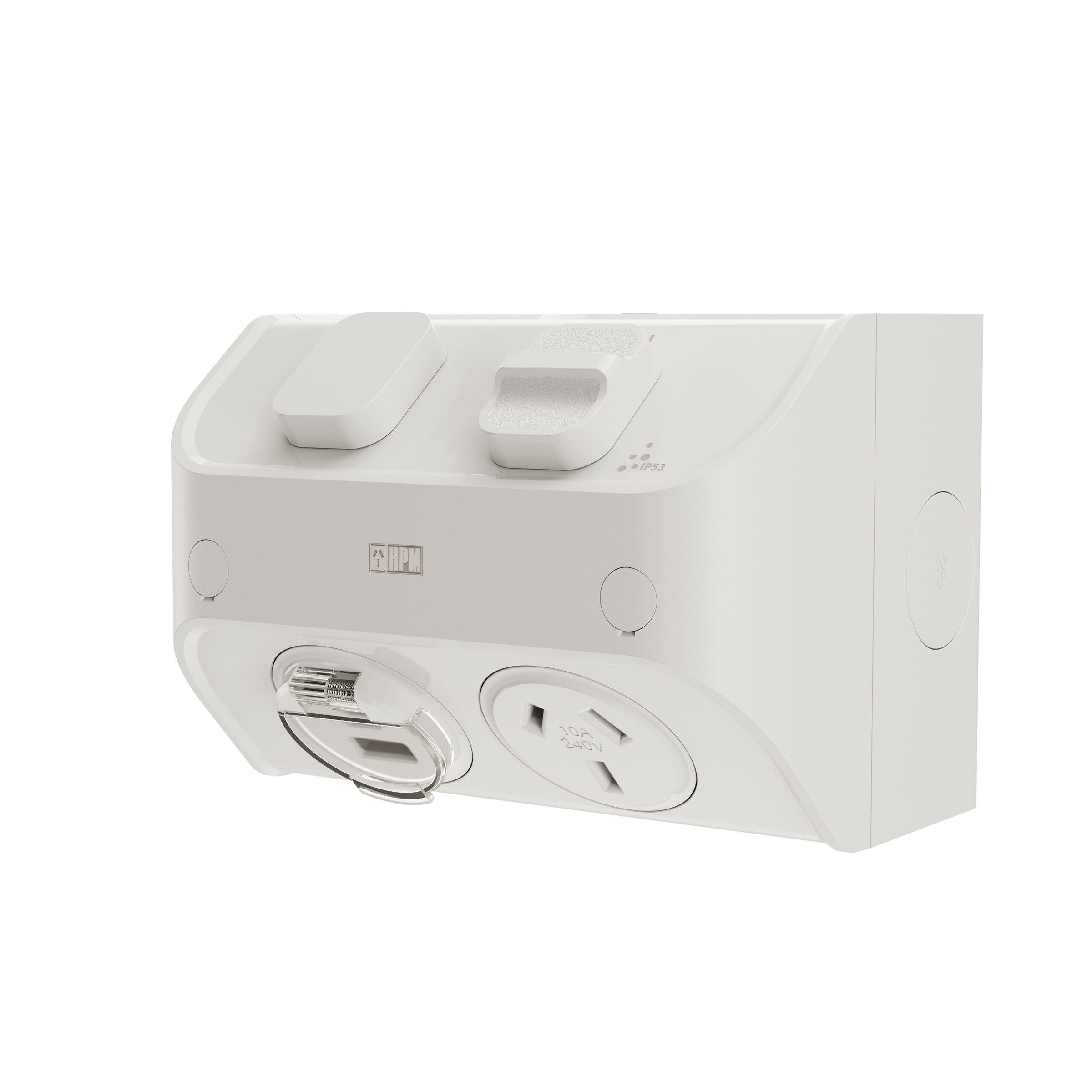 HPM AQUA 10A IP53 Weatherproof Surface Mount Single Power Point with ...