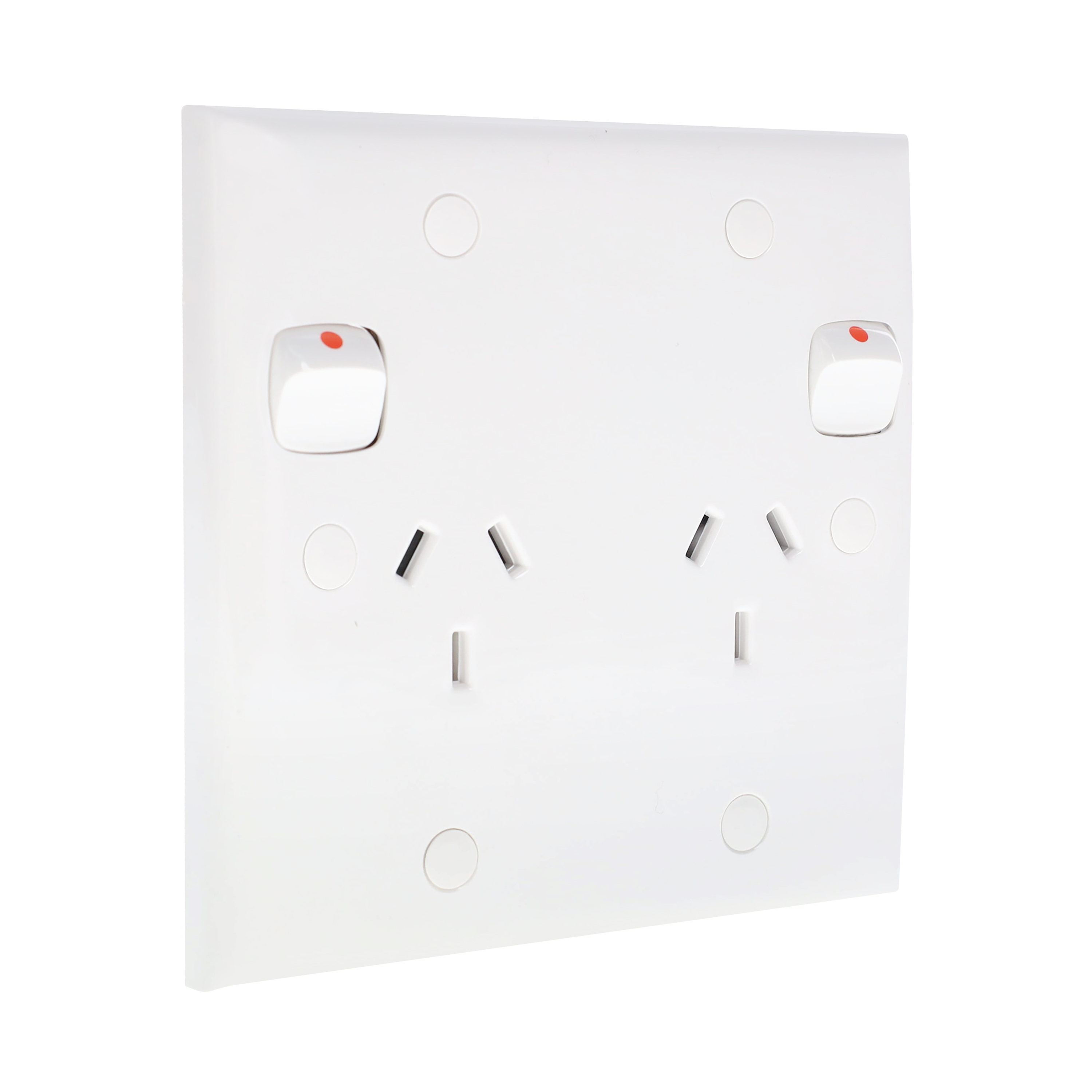 HPM Standard 10A Square Double Power Point with Safety Shutters White ...