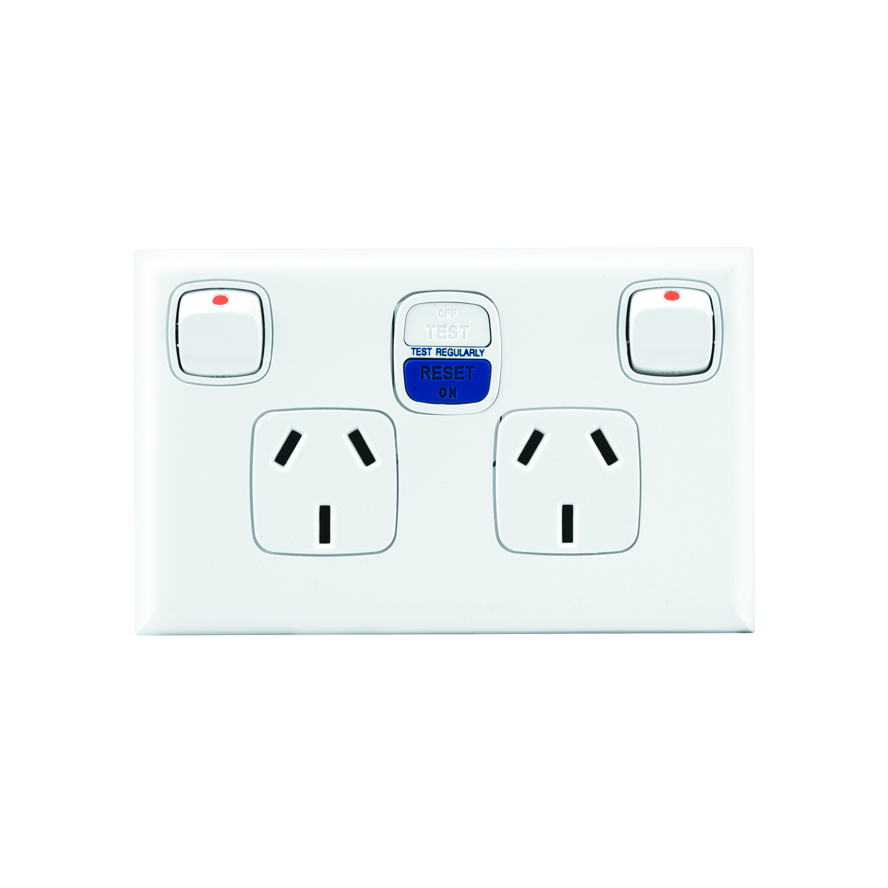 HPM Excel 10A 30mA RCD Protected Double Power Point Gloss White ...