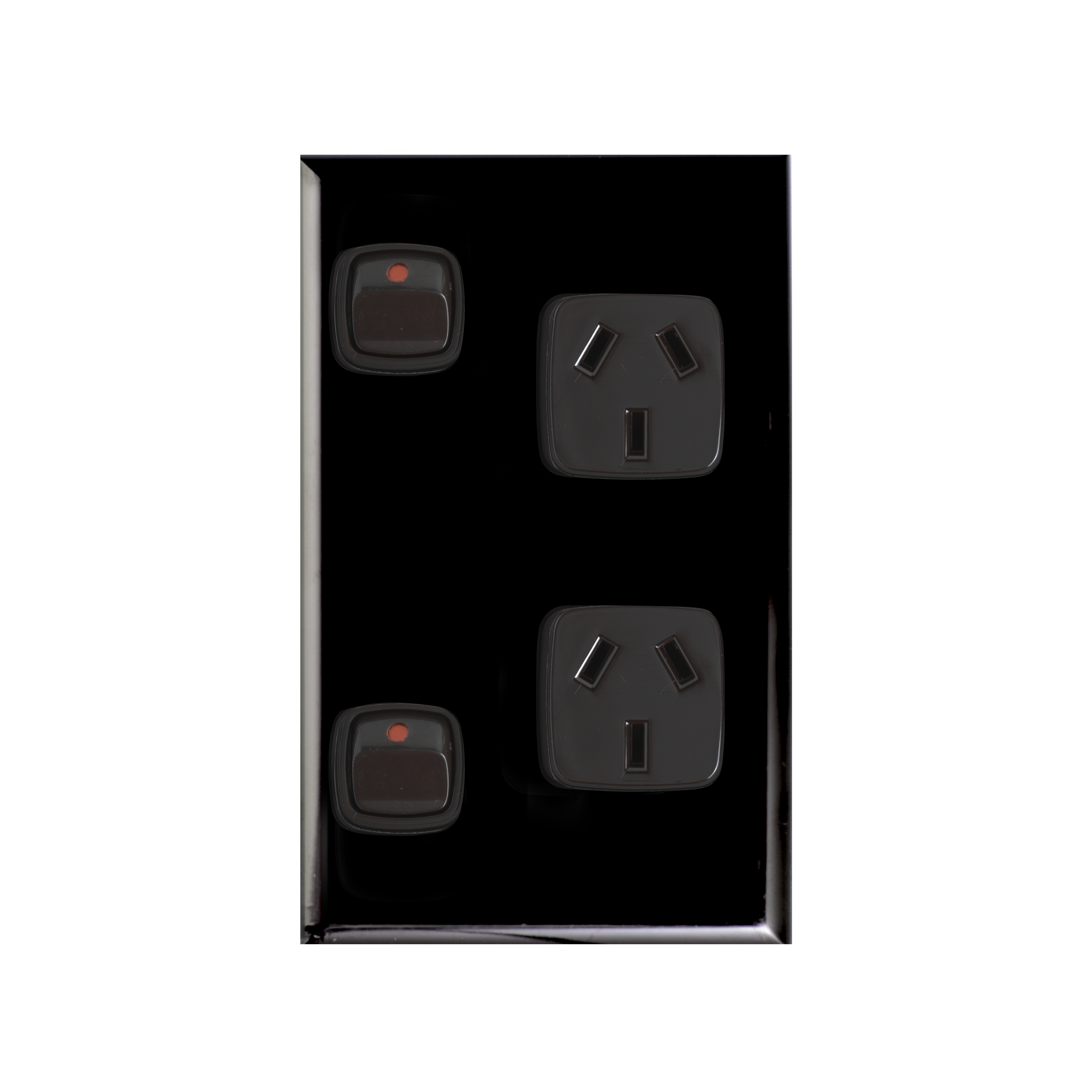 HPM Excel 10A Vertical Double Power Point with Safety Shutters Black ...