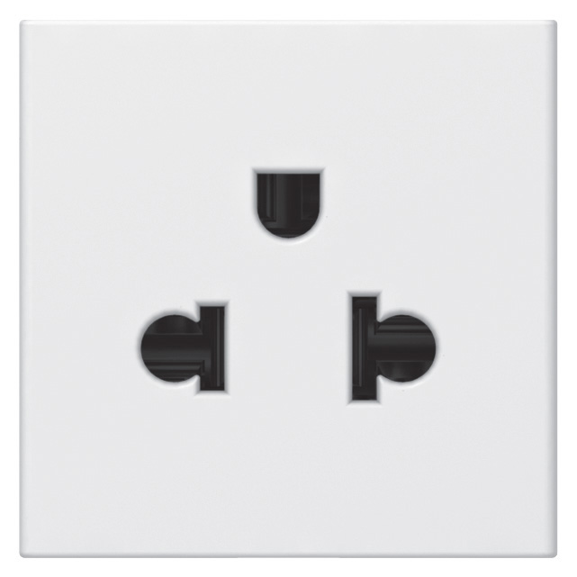 Mosaic - Socket outlet Euro-US 2P+E - 2 modules - 16A 250V AC - White ...