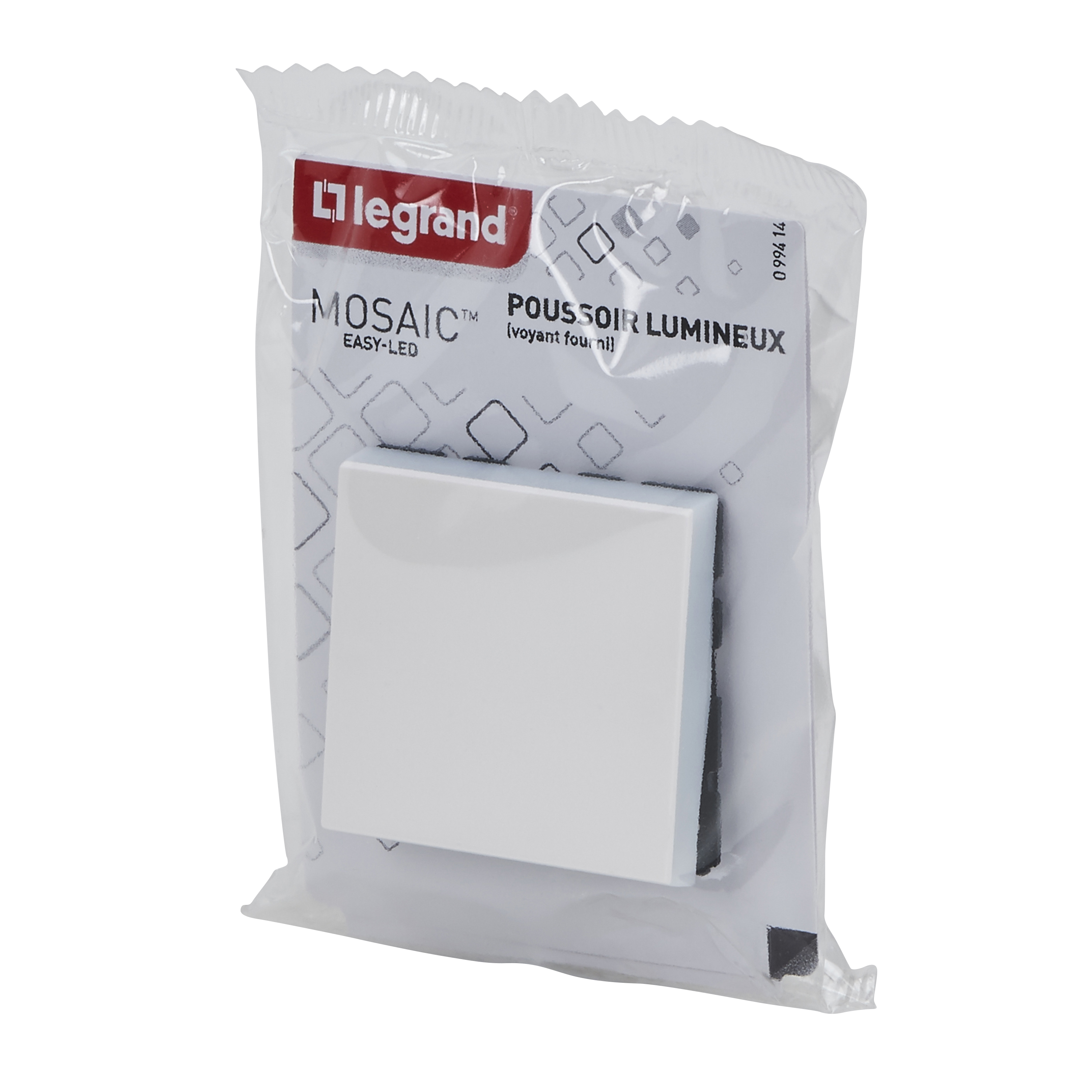 Mosaic Easy Led Poussoir Lumineux 6A 2 Modules Composable Blanc