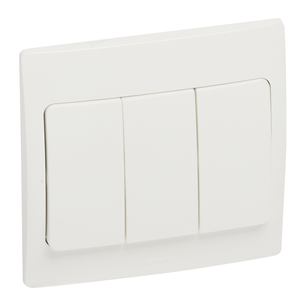 Mallia - Single pole switch - 3 gang - 2 way - 10AX 250V~ - White ...