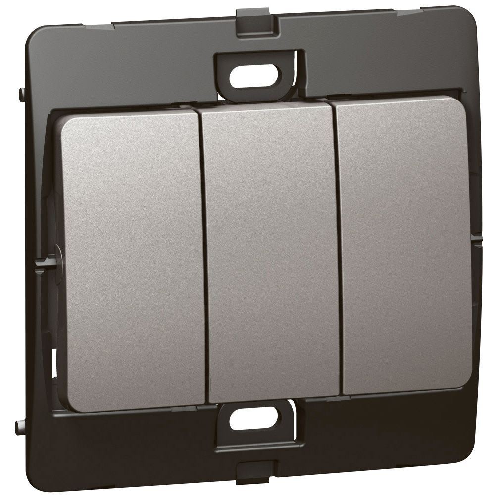 Mallia - Single pole switch - 3 gang - 2 way - 10AX 250V~ - Dark silver ...