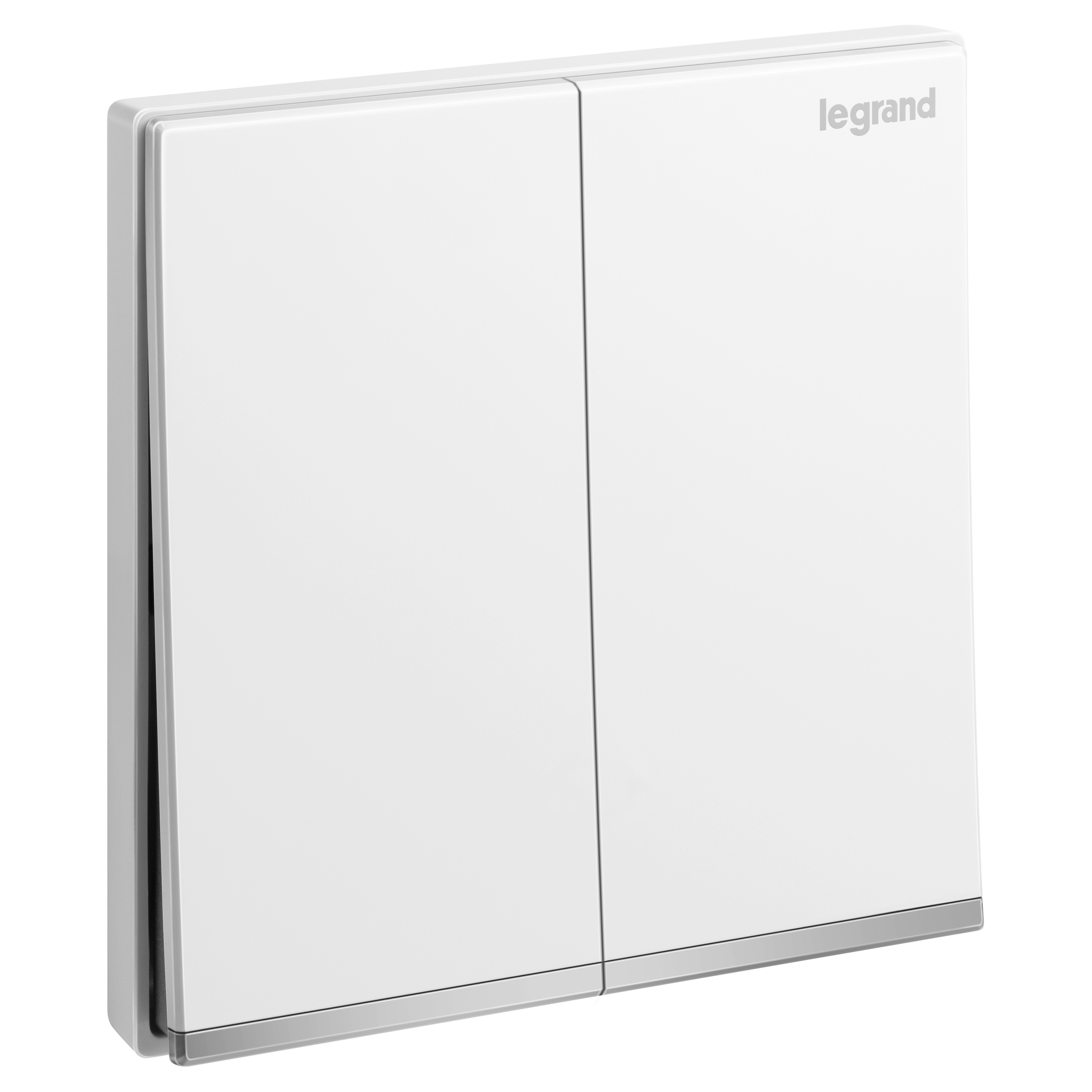 Galion - White 2G 12V push button with silver bar and LED - Dual rocker ...