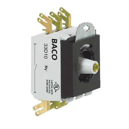 BACO Push Button - 3P Led 230V Blue 1xNO + 1xNC Faston Terminals ...