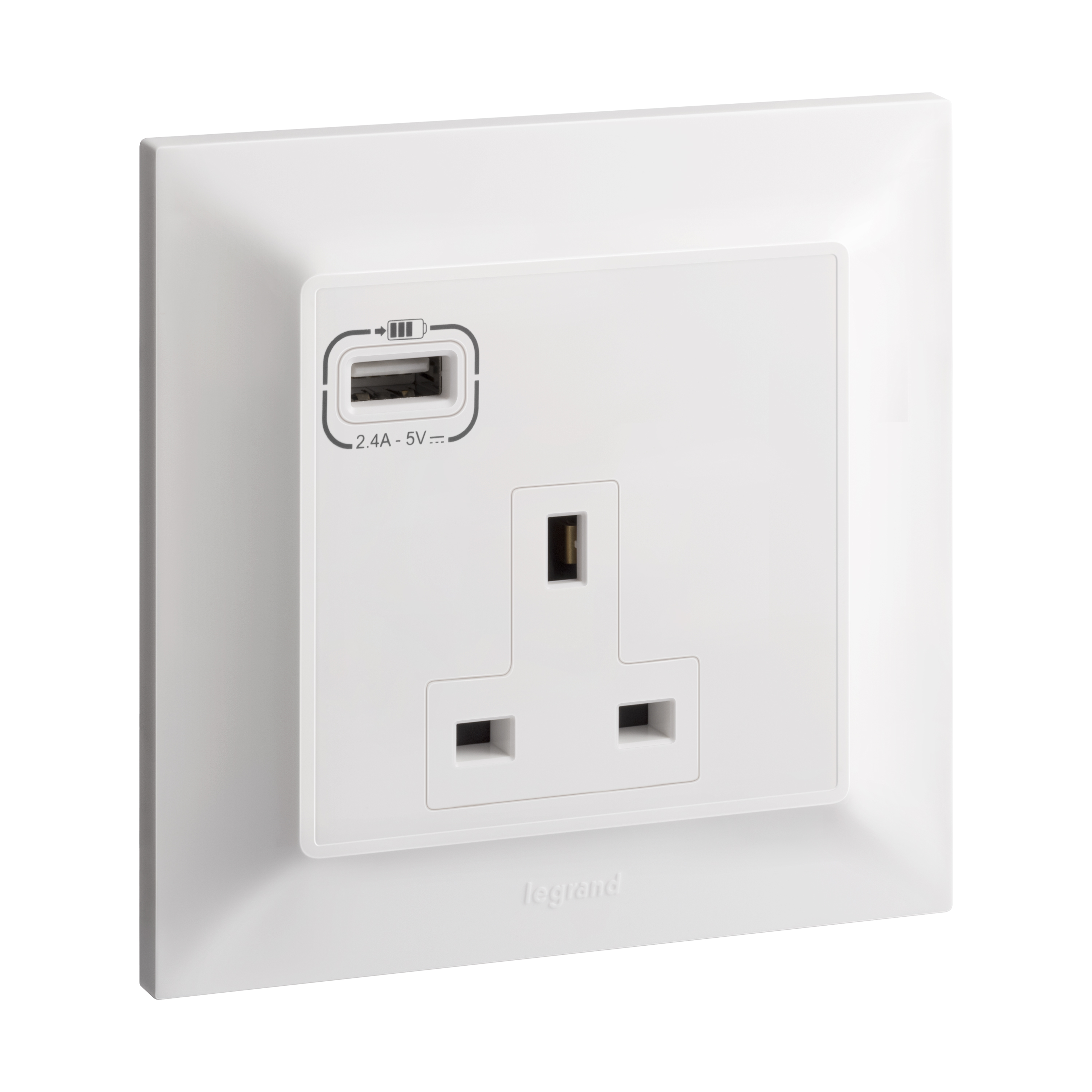 Belanko S 1 gang BS unswitched socket outlet -13A + USB type A 2.4 A ...