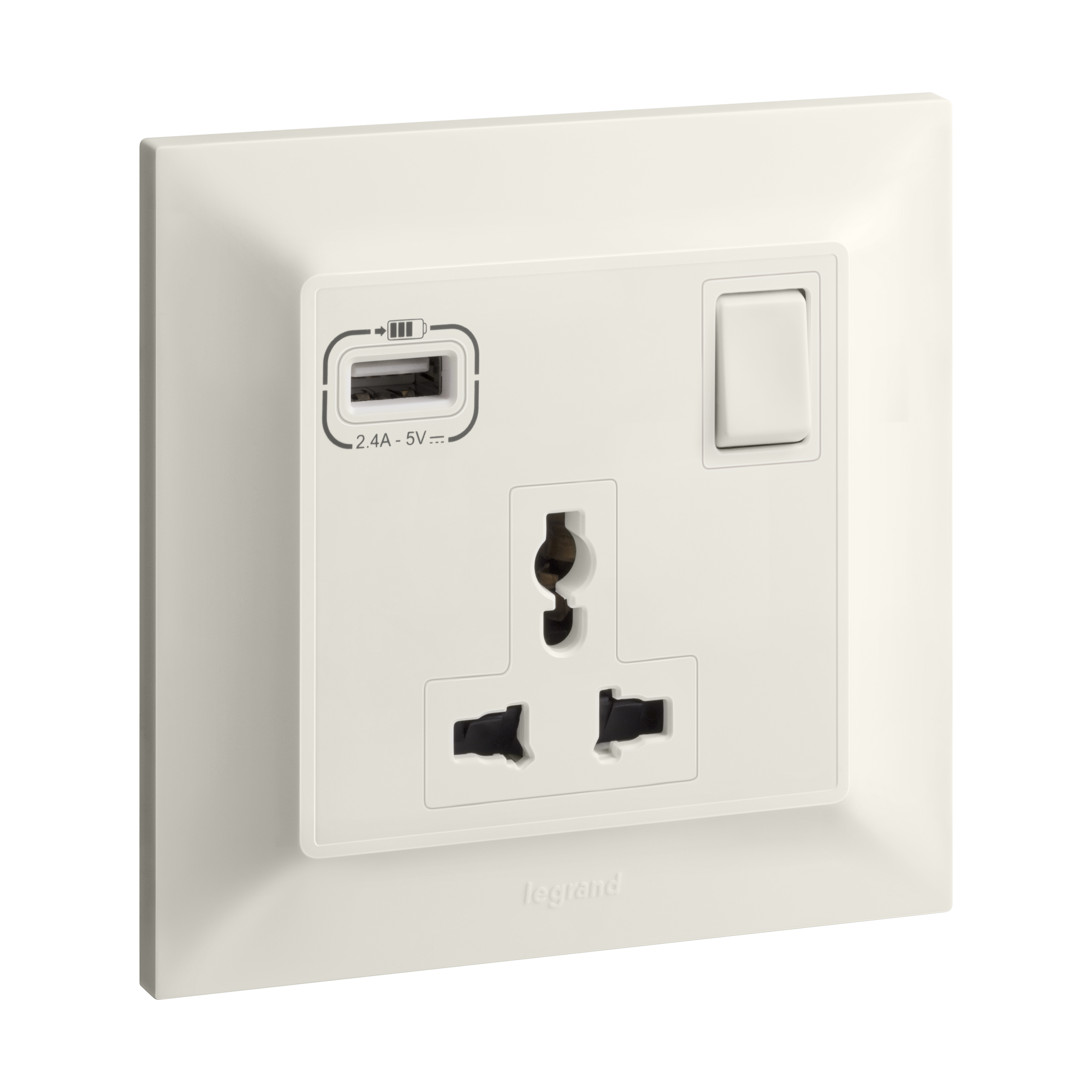 Belanko S 1 gang multistandard switched socket outlet + USB type A - 2 ...