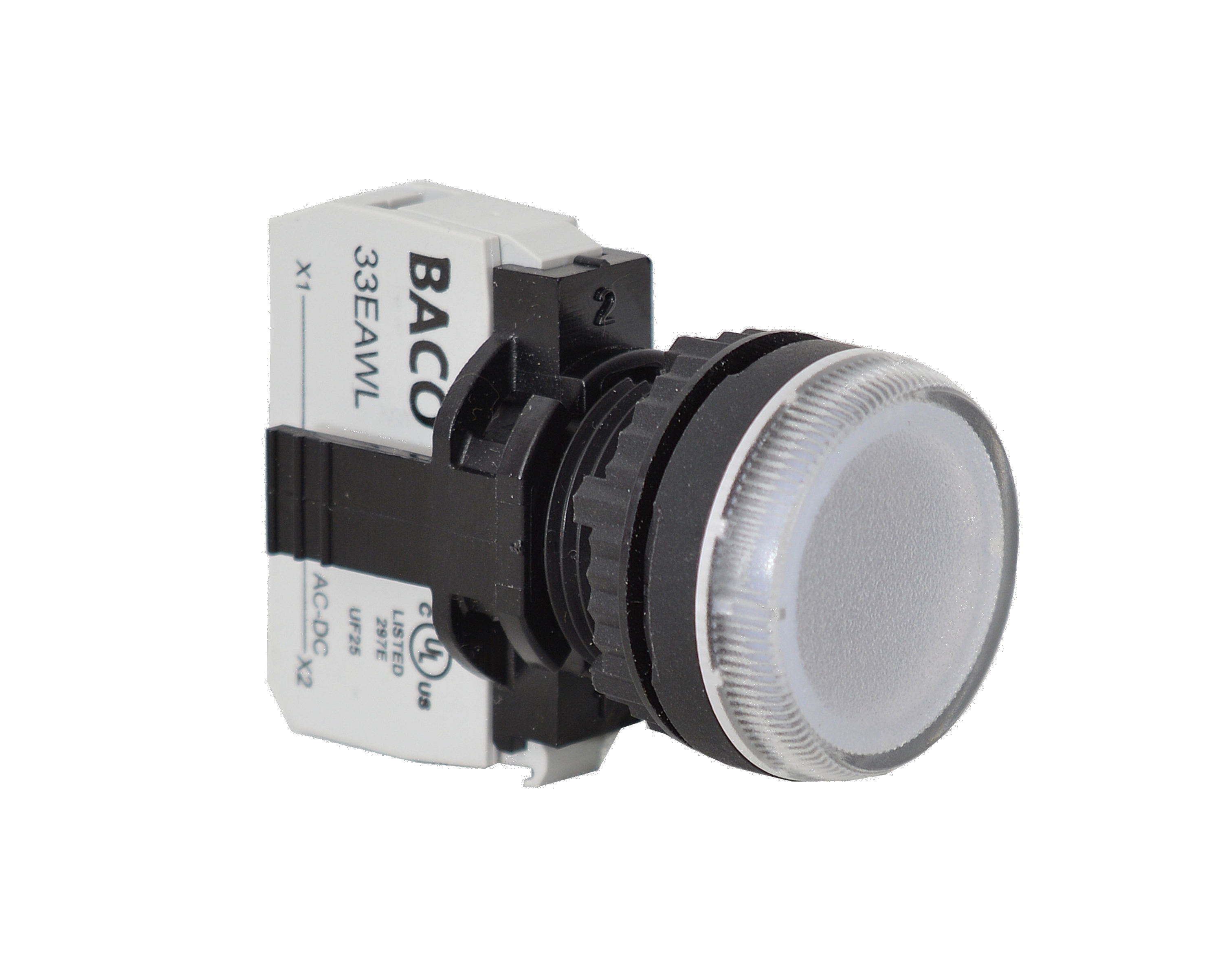 BACO Push Button - Complete Unit Pilot Light White Led 24V AC/DC ...