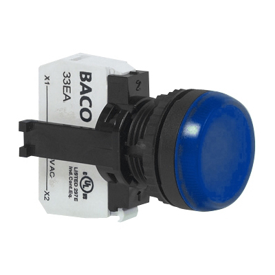 BACO Push Button - Complete Unit Pilot Light Blue Led 130V AC ...