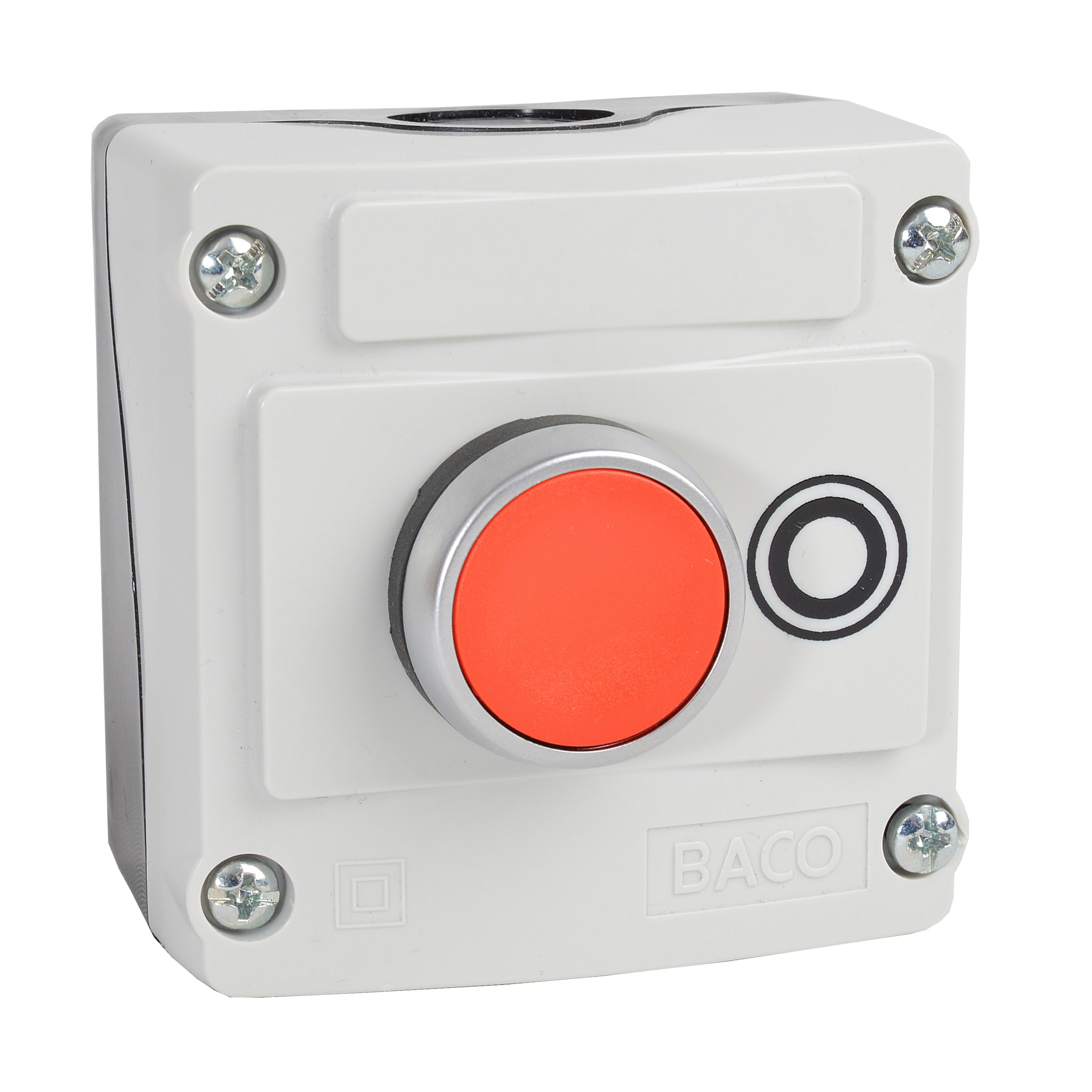 BACO Push Button - Control Station 1 Hole Grey Cover/Black Base + Red ...
