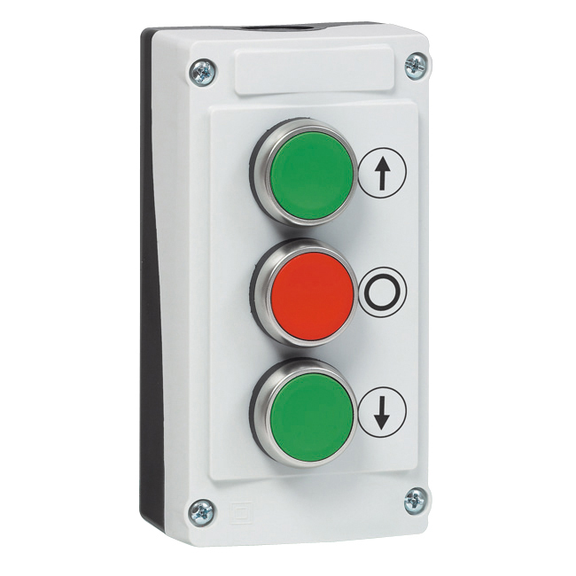 BACO Push Button - Control Station 3 Holes Grey Cover + Green +Red ...