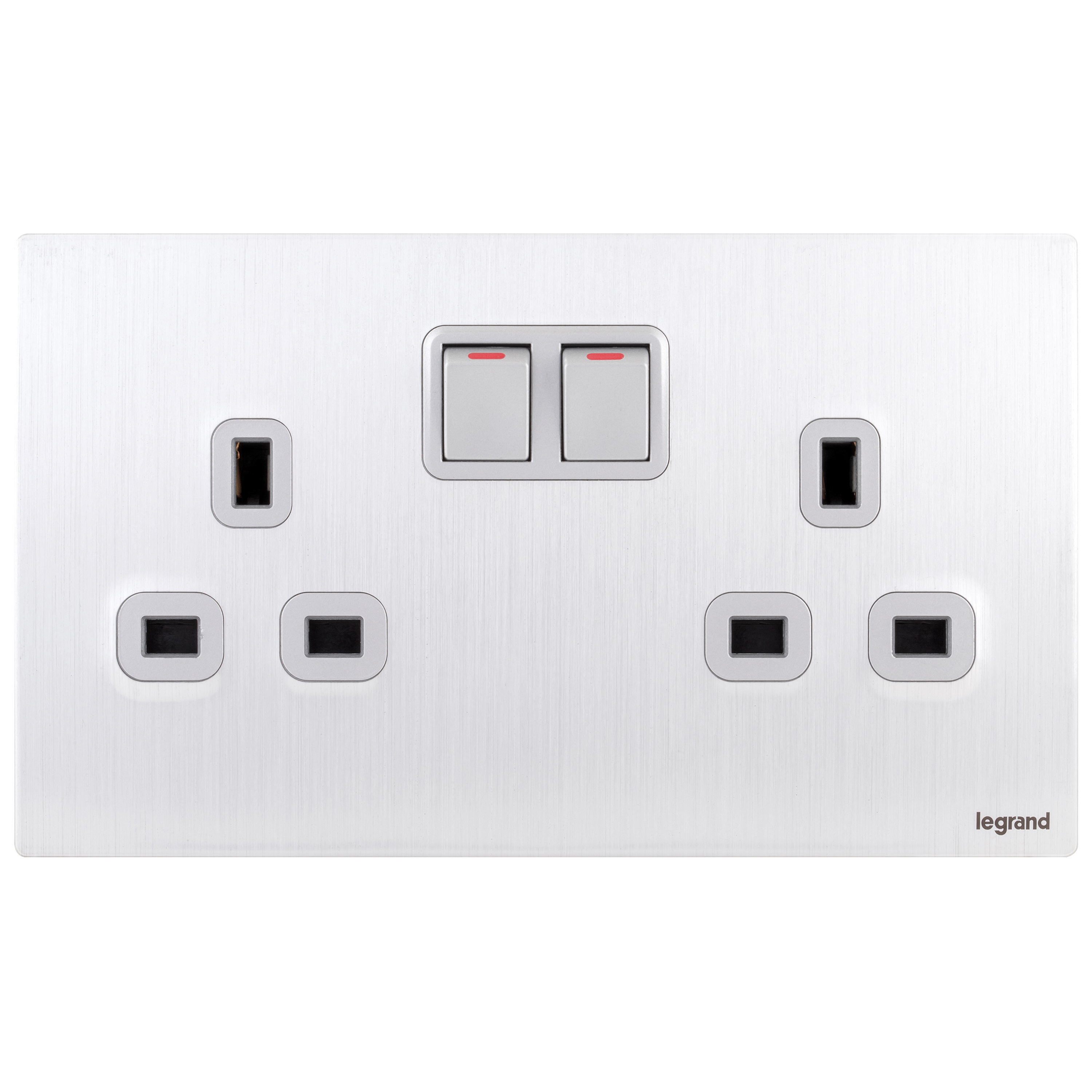 Mallia Senses - 2 gang BS switched socket outlet single pole - 13A ...