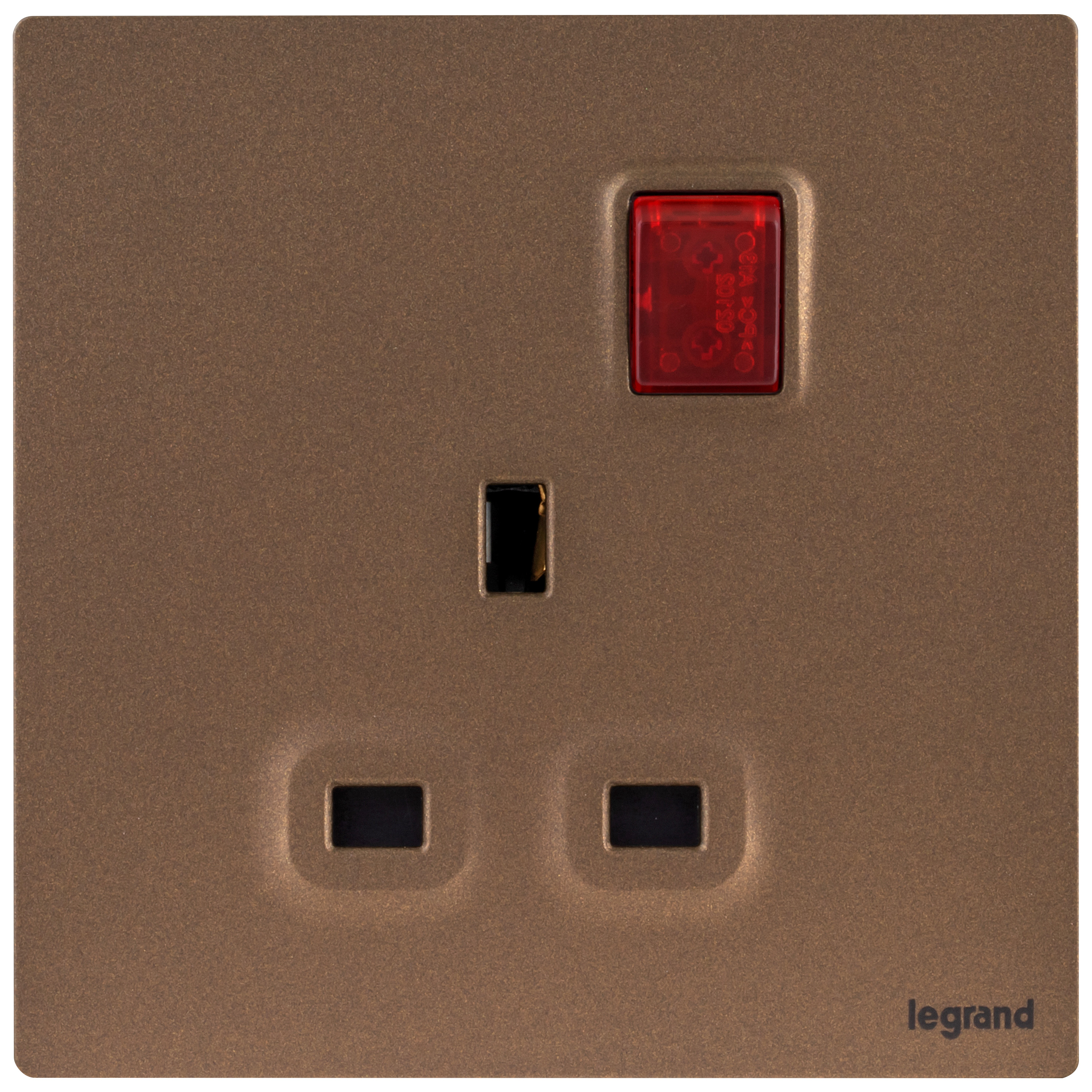 Mallia Senses - 1 gang BS switched socket outlet single pole - with LED - 13A - Dark Bronze ...