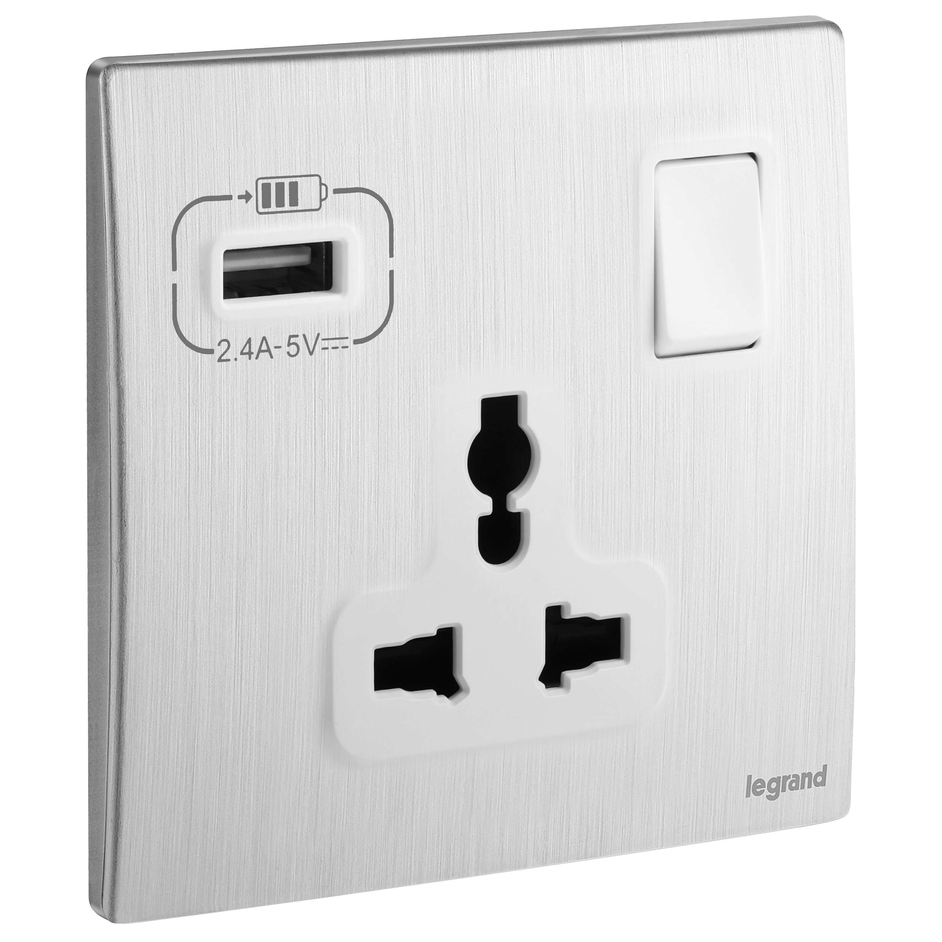 Mallia Senses - 1G multistandard switched socket + USB Type A 2.4A ...