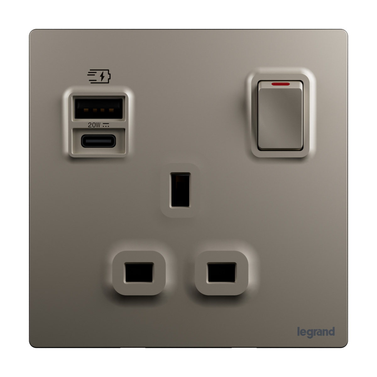 1G BS13A Single Pole Switched Socket - Mallia Senses - USB A+C 20W ...