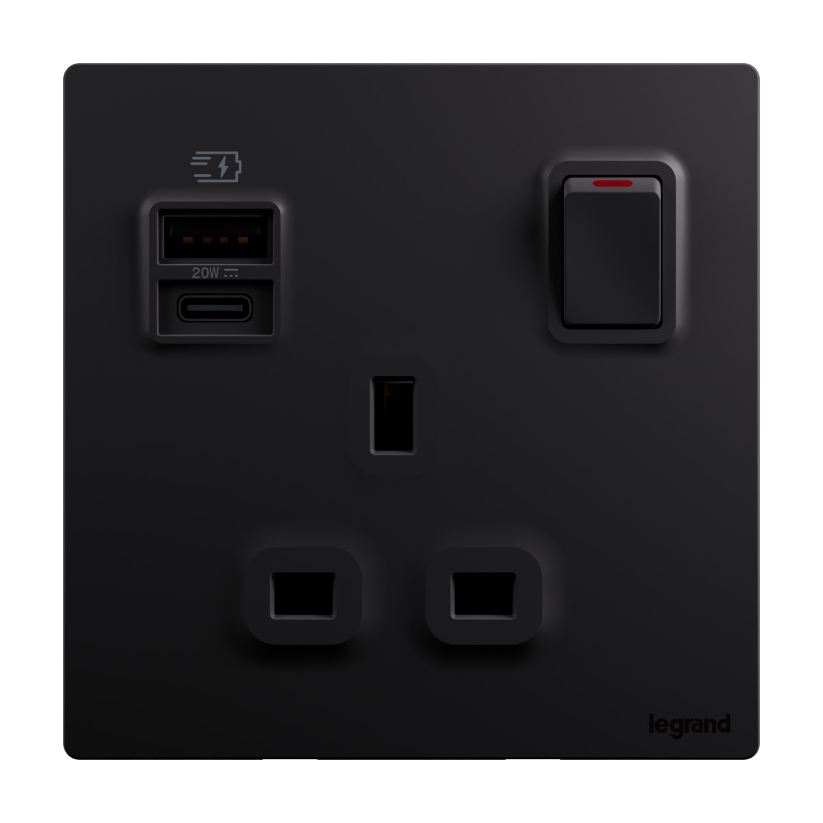 1G BS13A Single Pole Switched Socket - Mallia Senses - USB A+C 20W ...