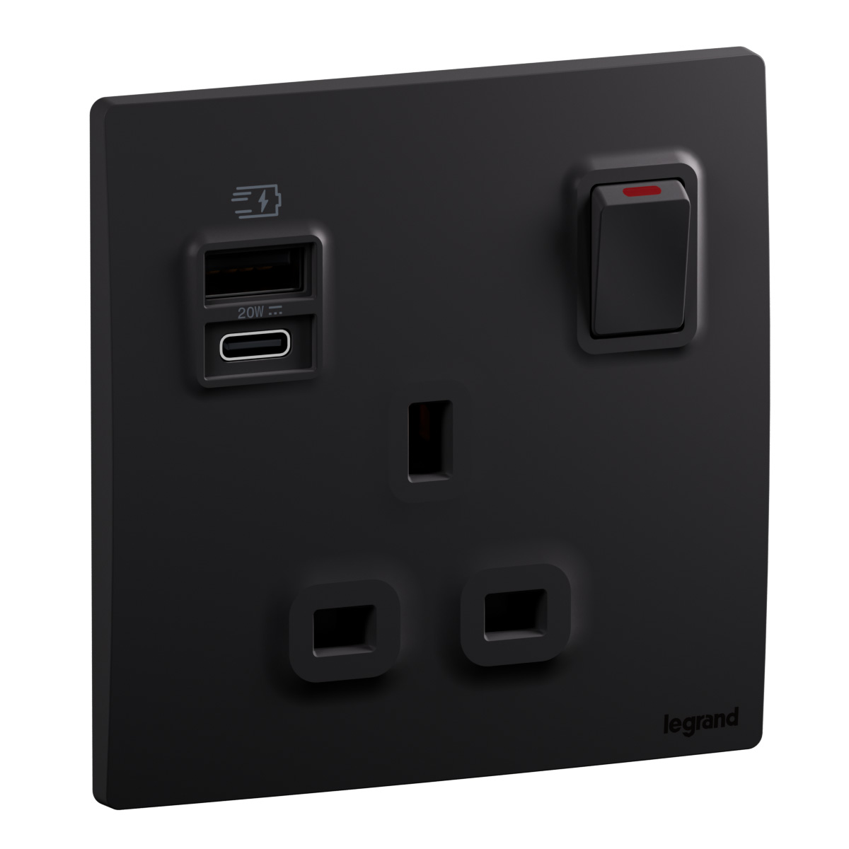 1G BS13A Single Pole Switched Socket - Mallia Senses - USB A+C 20W ...