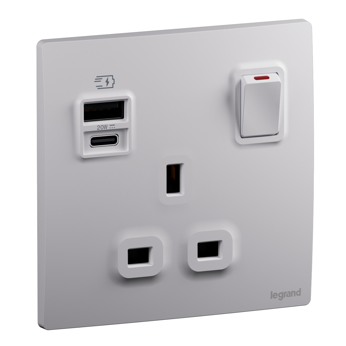1G BS13A Single Pole Switched Socket - Mallia Senses - USB A+C 20W ...