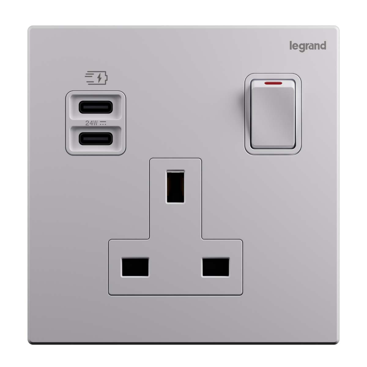 1G BS13A Single Pole Switched USB C+C 24W White - Galion - Dual USB-C ...