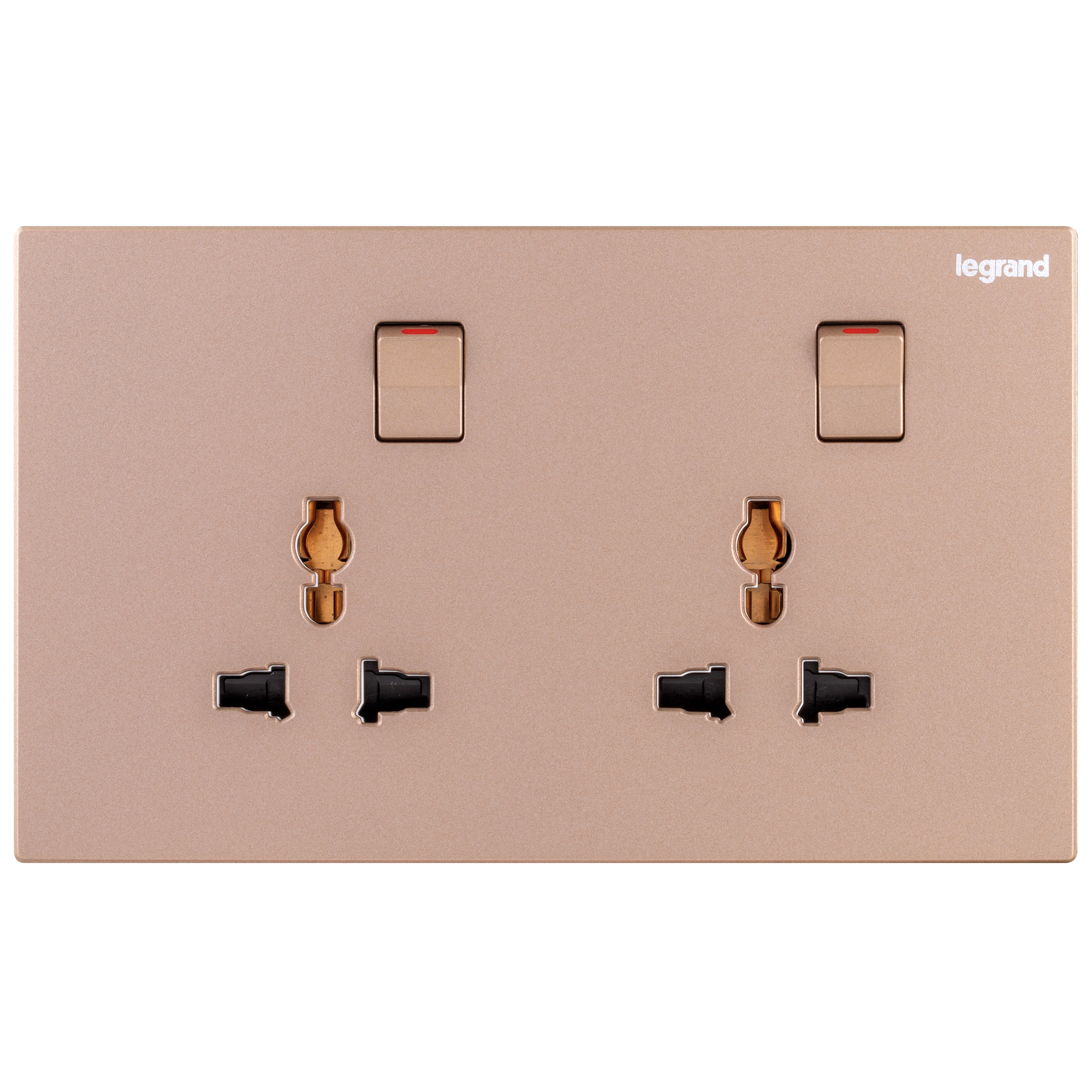 Galion - 2 gangs Multistandard switched socket outlet - Rose Gold ...