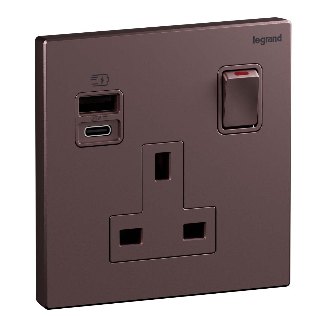 1G BS13A Single Pole Switched USB A+C Socket - Galion - 20W USB Power ...