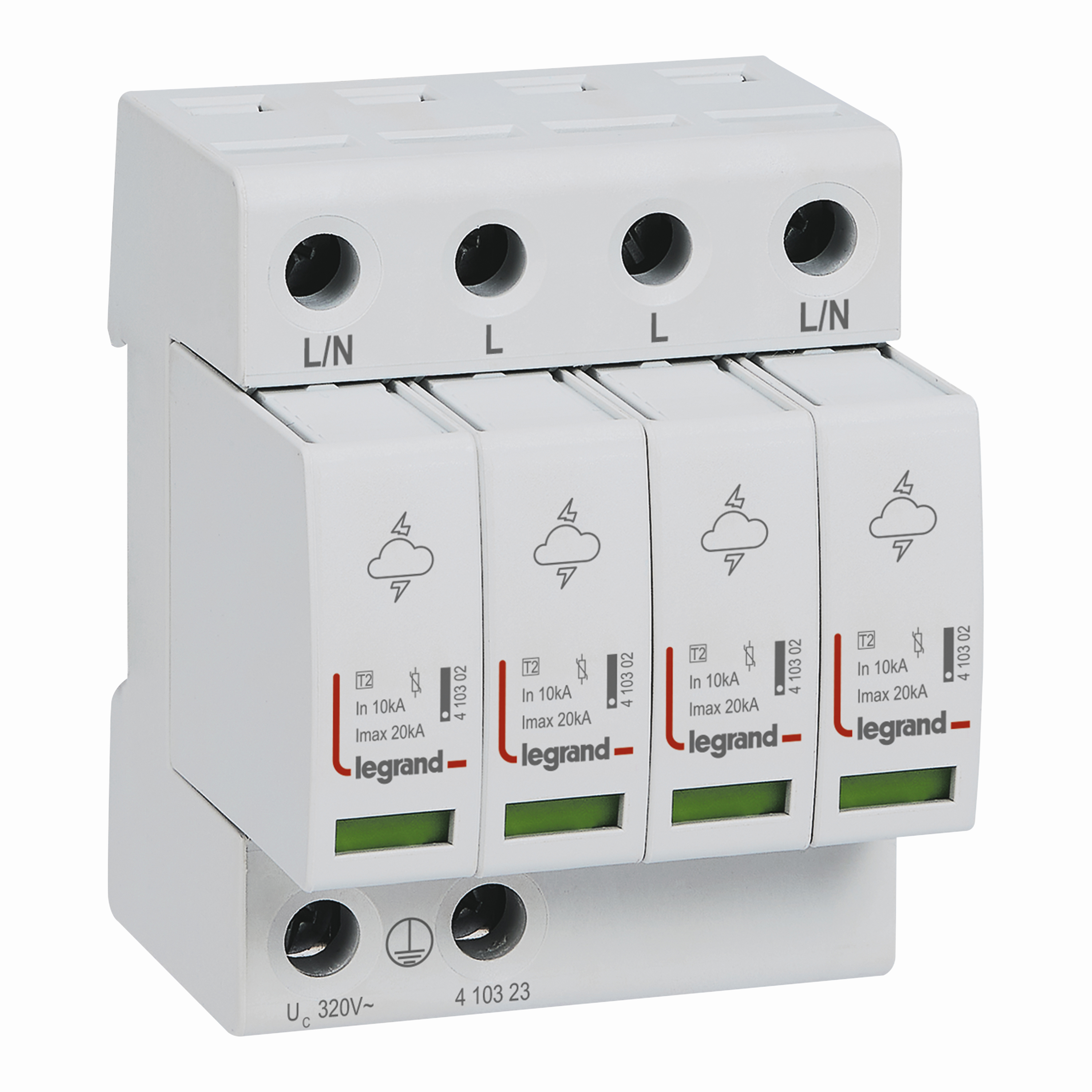 Surge protective device T2/20kA 4P 320V | 410323 | 3414972956345 | Legrand