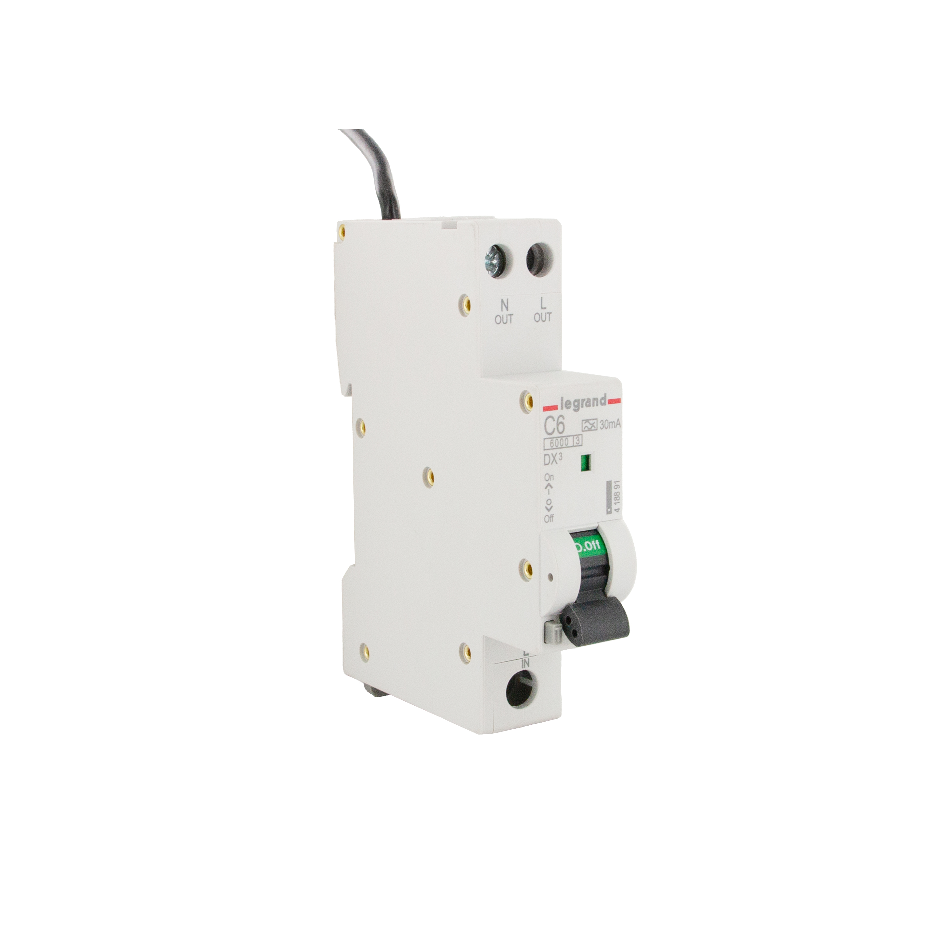 DX³ Single Pole RCBO 1P+N 6A 30MA C Curve with Flexible Neutral Tail ...