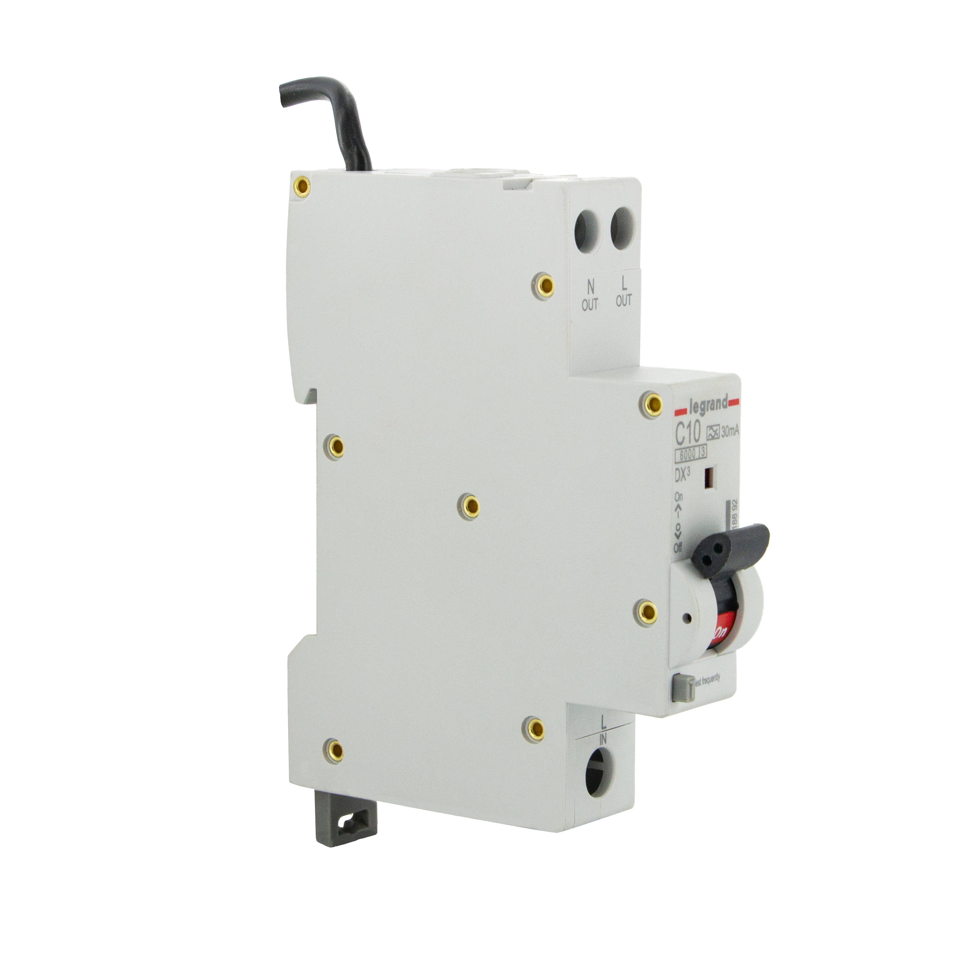 DX³ Single Pole RCBO 1P+N 10A 30MA C Curve with Flexible Neutral Tail ...
