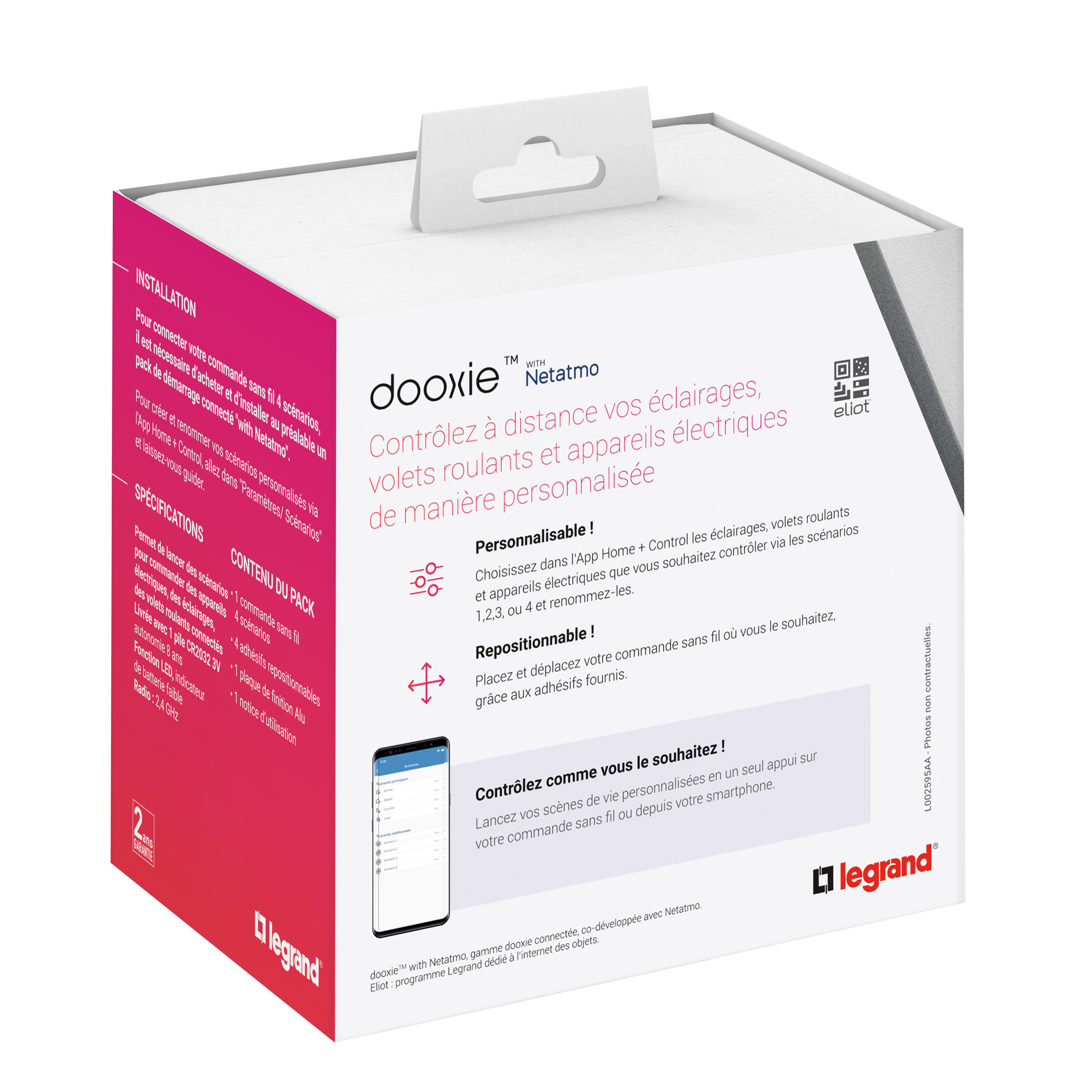 Wireless 4 additional scenes control, DOOXIE with Netatmo, Alu | 600191 | 3414971956049 | Legrand