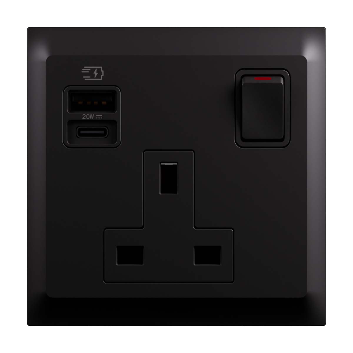 1G BS13A Single Pole Switched Socket - Belanko S - USB A+C 20W Output ...