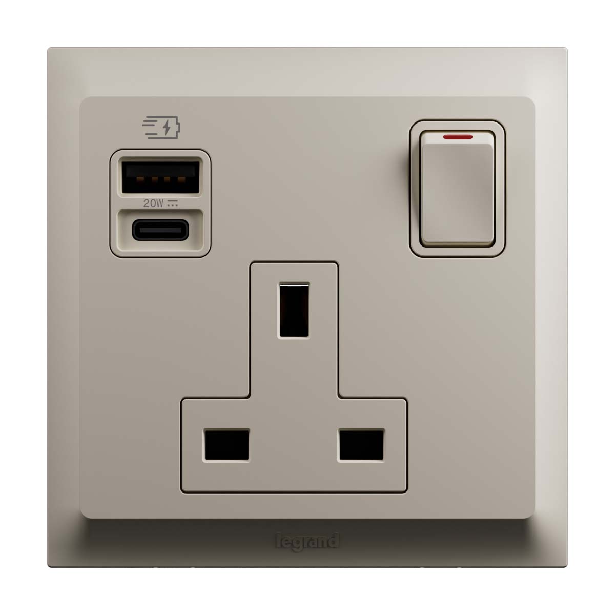 1G BS13A Single Pole Switched Socket - Belanko S - Integrated USB A+C ...