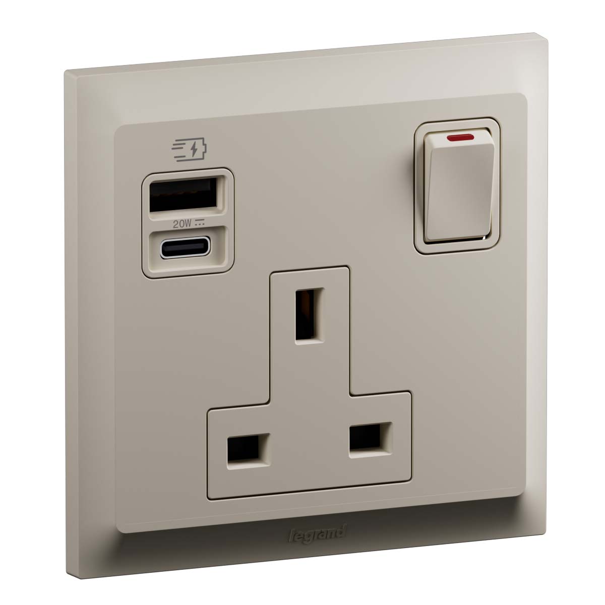 1G BS13A Single Pole Switched Socket - Belanko S - Integrated USB A+C ...