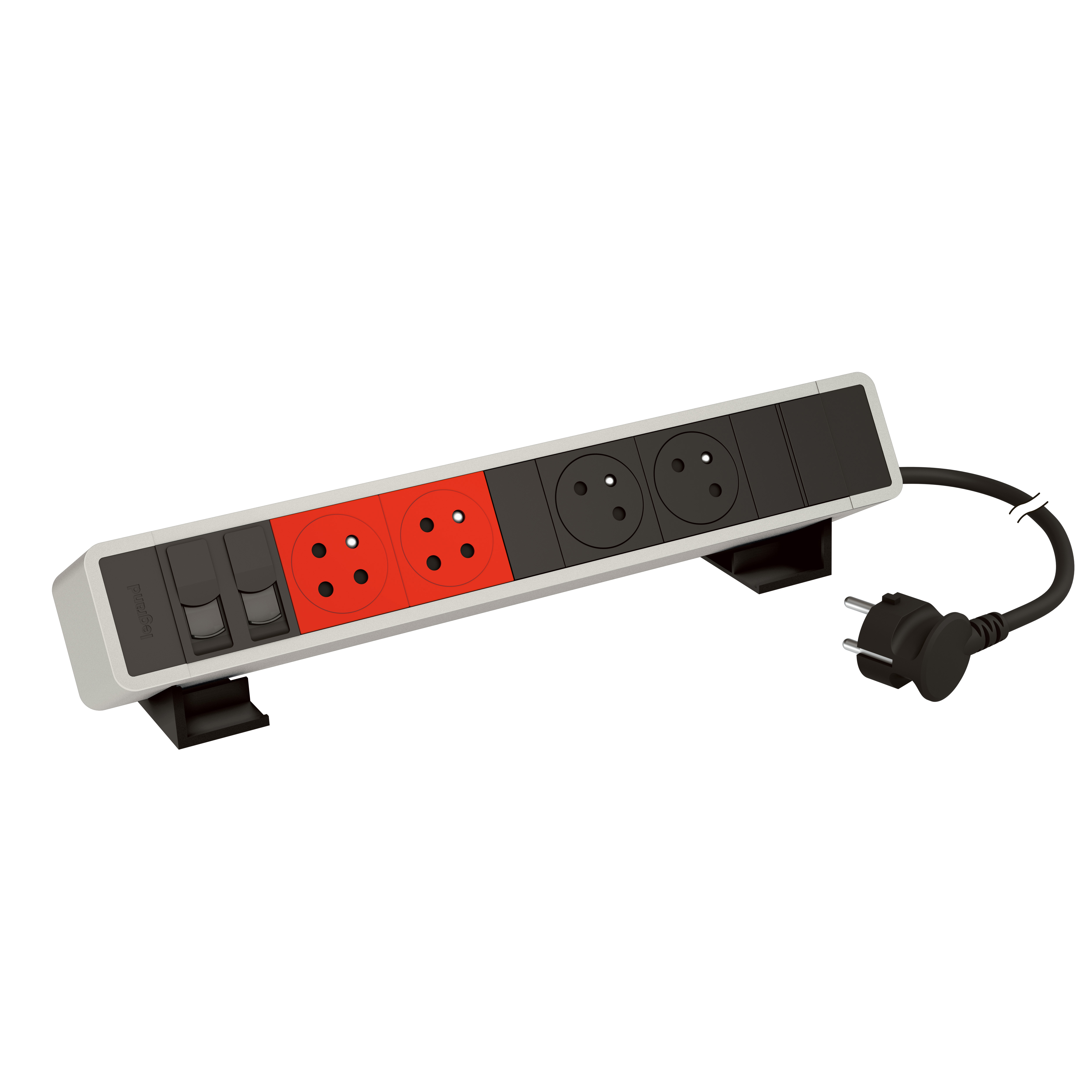 Multiprise équipée de 2 prises standard, 2 prises détrompées, 2 RJ45 ...