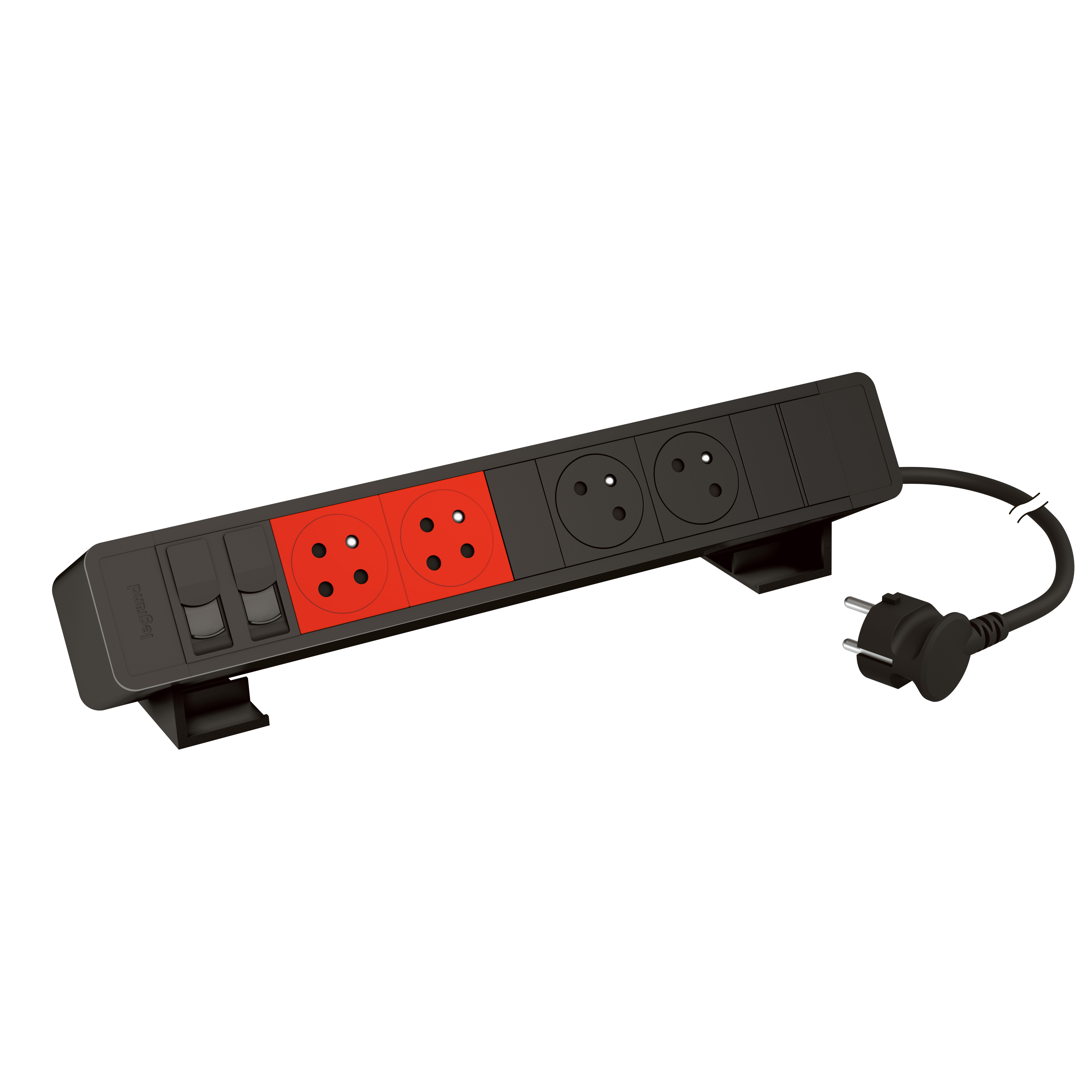 Multiprise équipée de 2 prises standard, 2 prises détrompées, 2 RJ45 ...