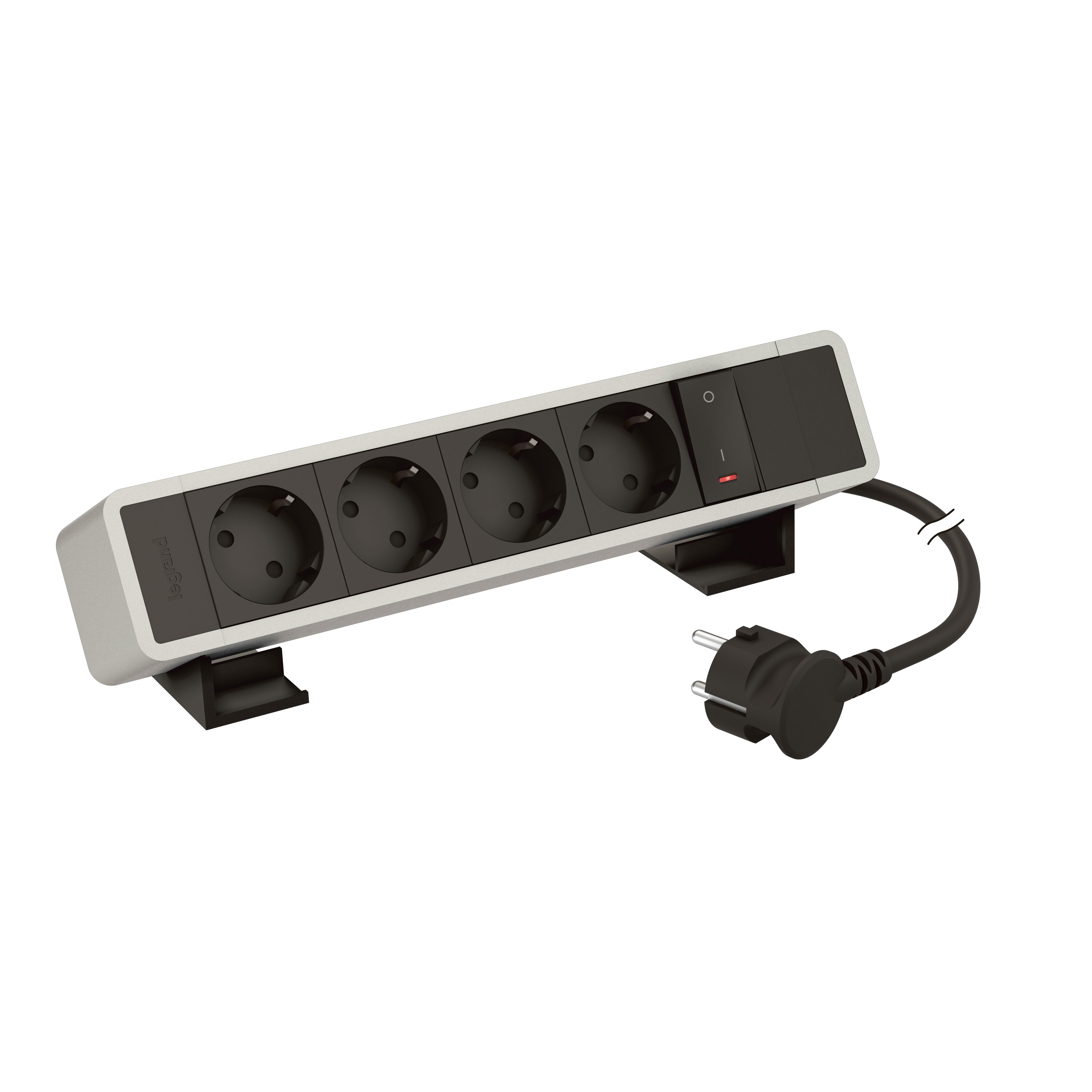 Multiprise équipée de 4 prises Schuko, 1 interrupteur lumineux - Noir ...