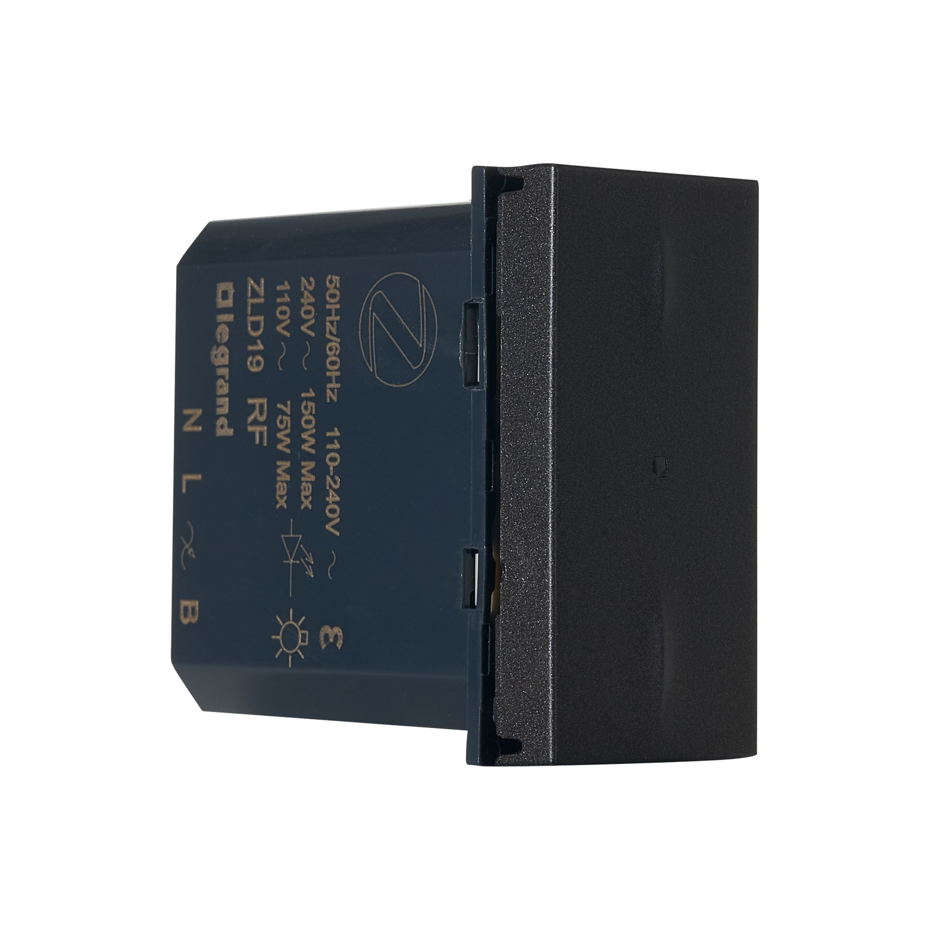 Connected switch dimmer with neutral 1 mod charcoal grey - Universal ...