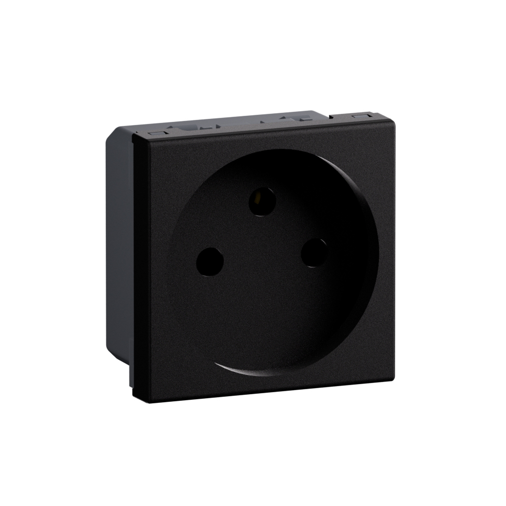 Socket, 2 modules israelian two poles + earth shuttered socket - Matt ...