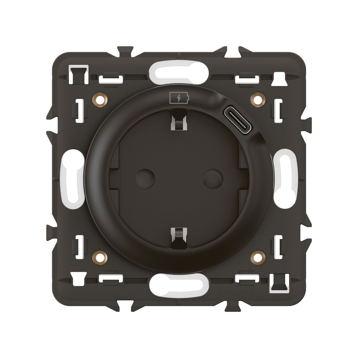 Prise 2P+T Germanique + USB TYPE C, avec support - Noir | CN0141 ...