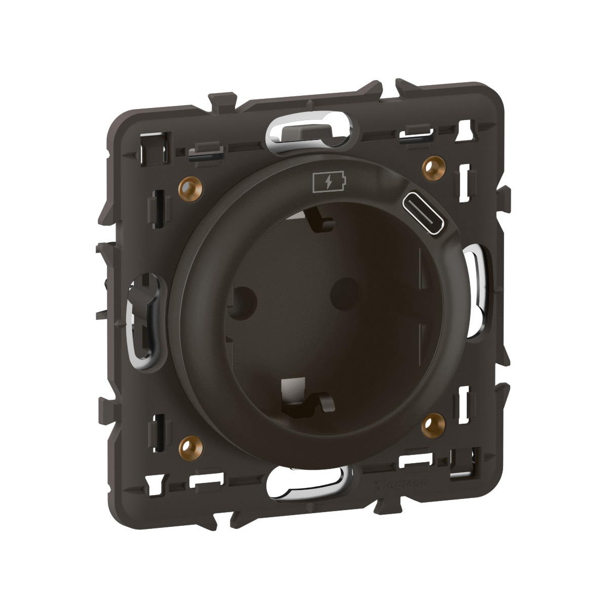 Prise 2P+T Germanique + USB TYPE C, avec support - Noir | CN0141 ...