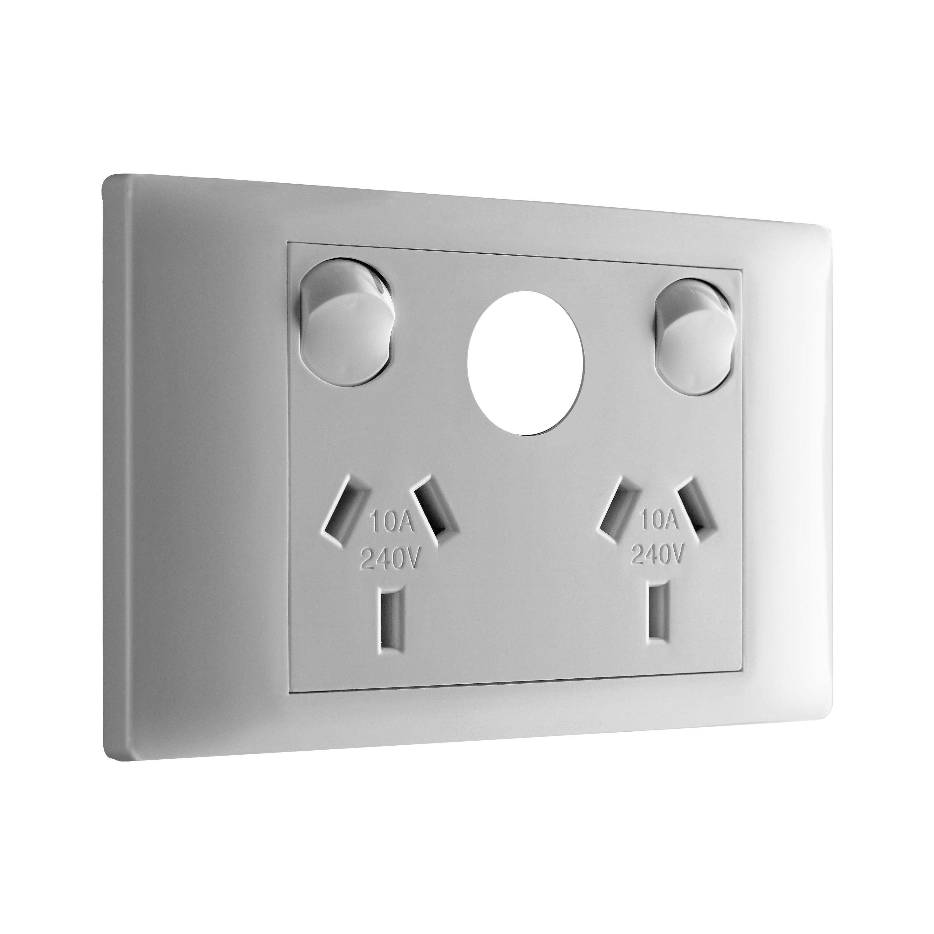 Excel Life Common Plate 10A Double Power Point White with Extra Hole ...