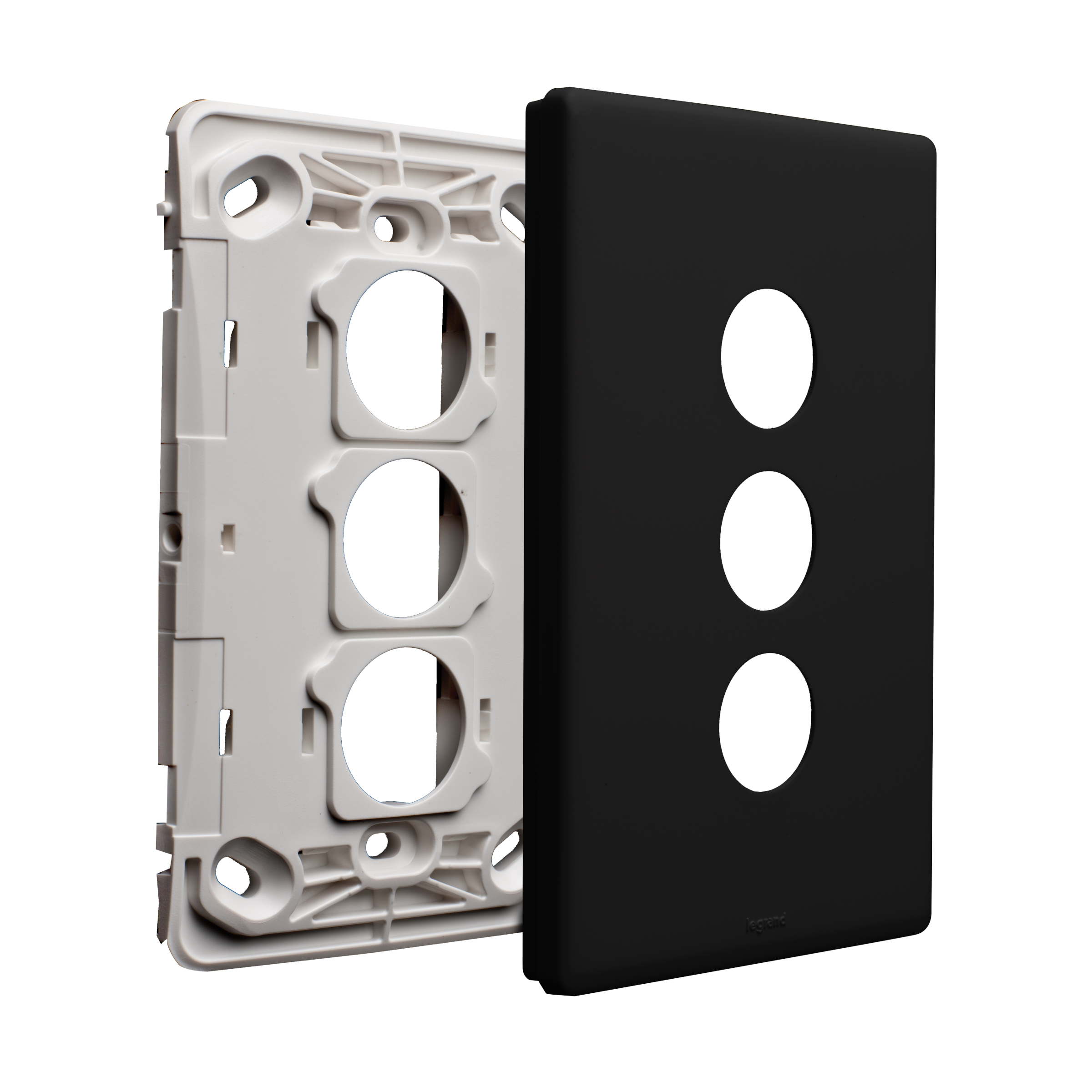 Excel Life EM Series Grid & Plate 3 Gang Black | ED770/3GPLBL ...