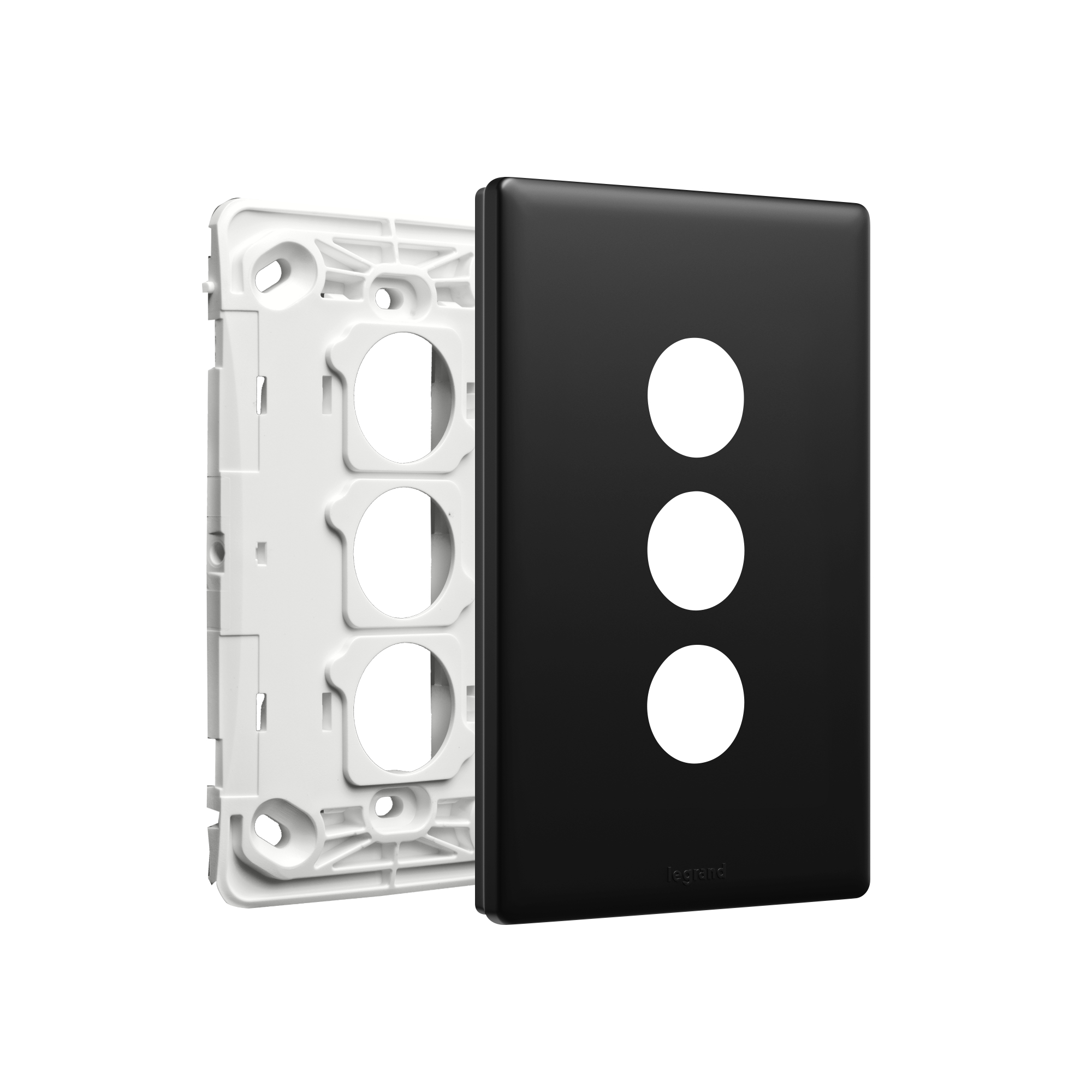 Excel Life EM Series Grid & Plate 3 Gang Matt Black | ED770/3GPLMB ...