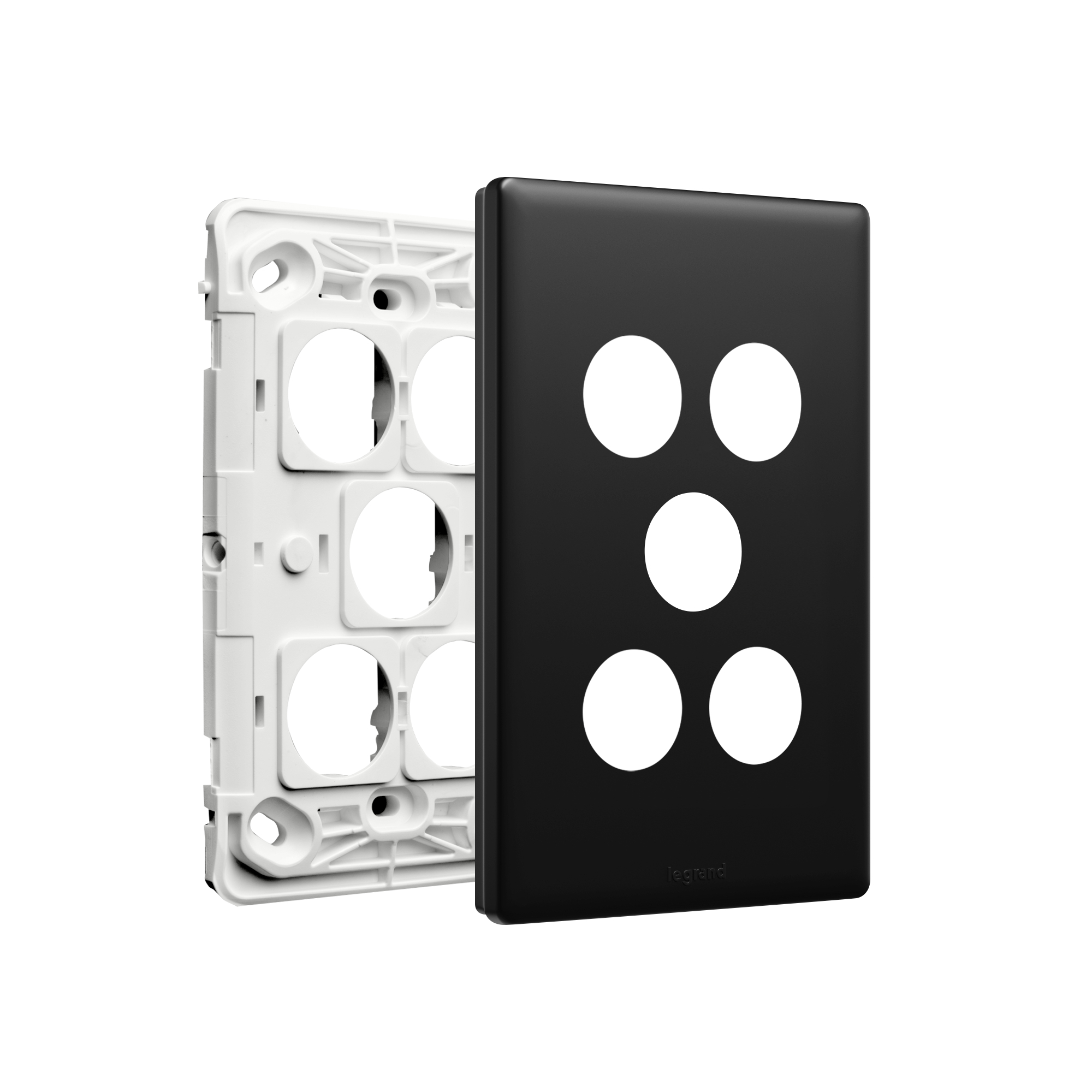 Excel Life EM Series Grid & Plate 5 Gang Matt Black | ED770/5GPLMB ...